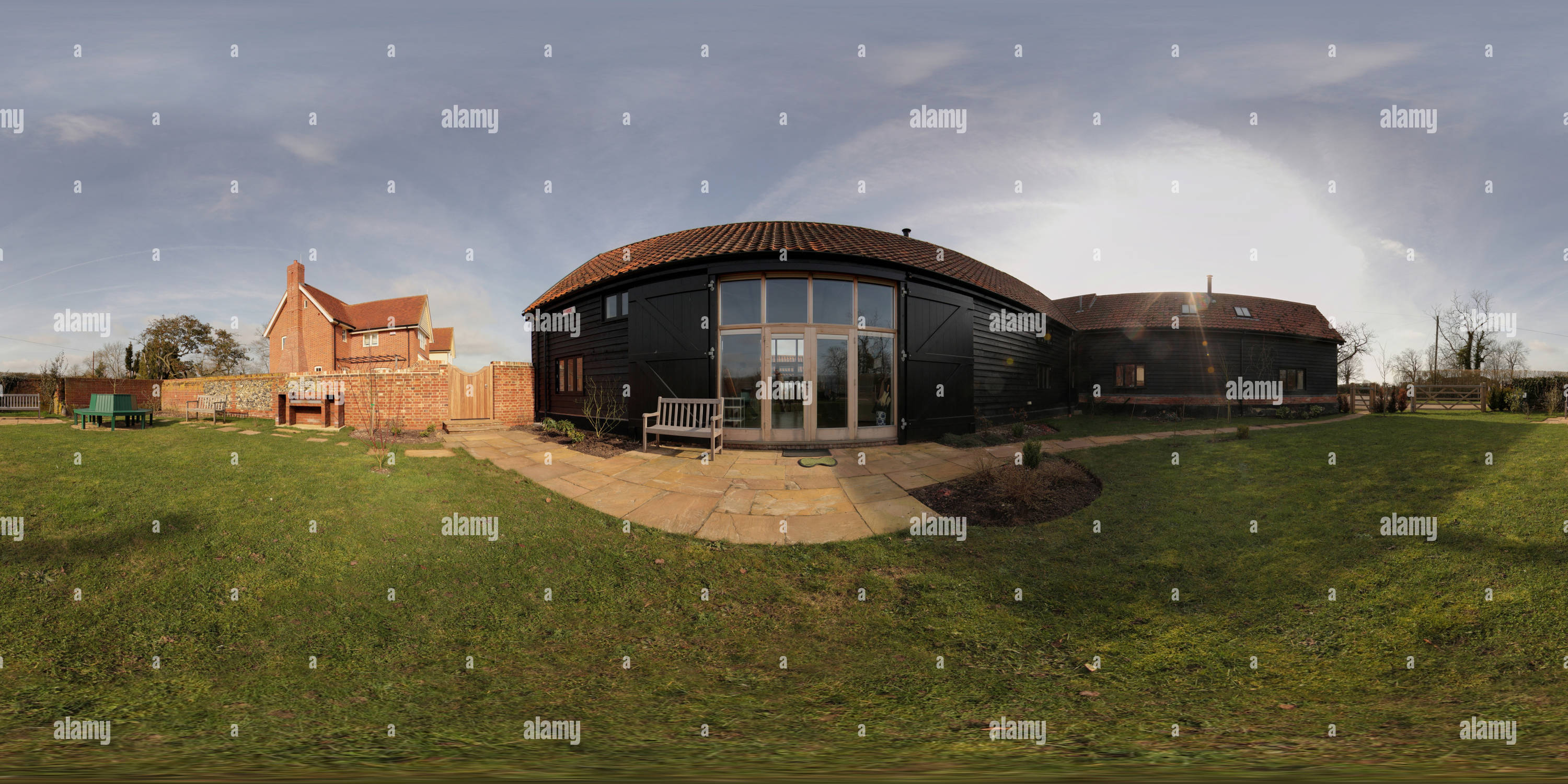 360° view of team building at countryside - Alamy