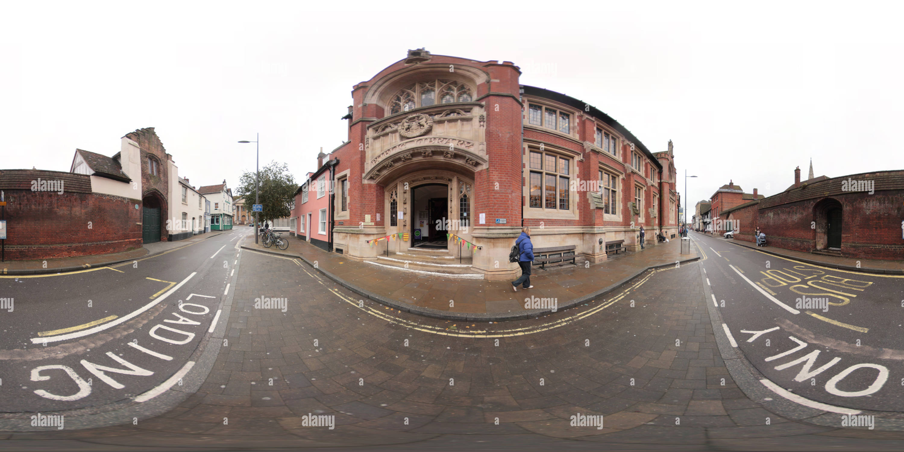 360° view of county library Ipswich - rain streetview - Alamy