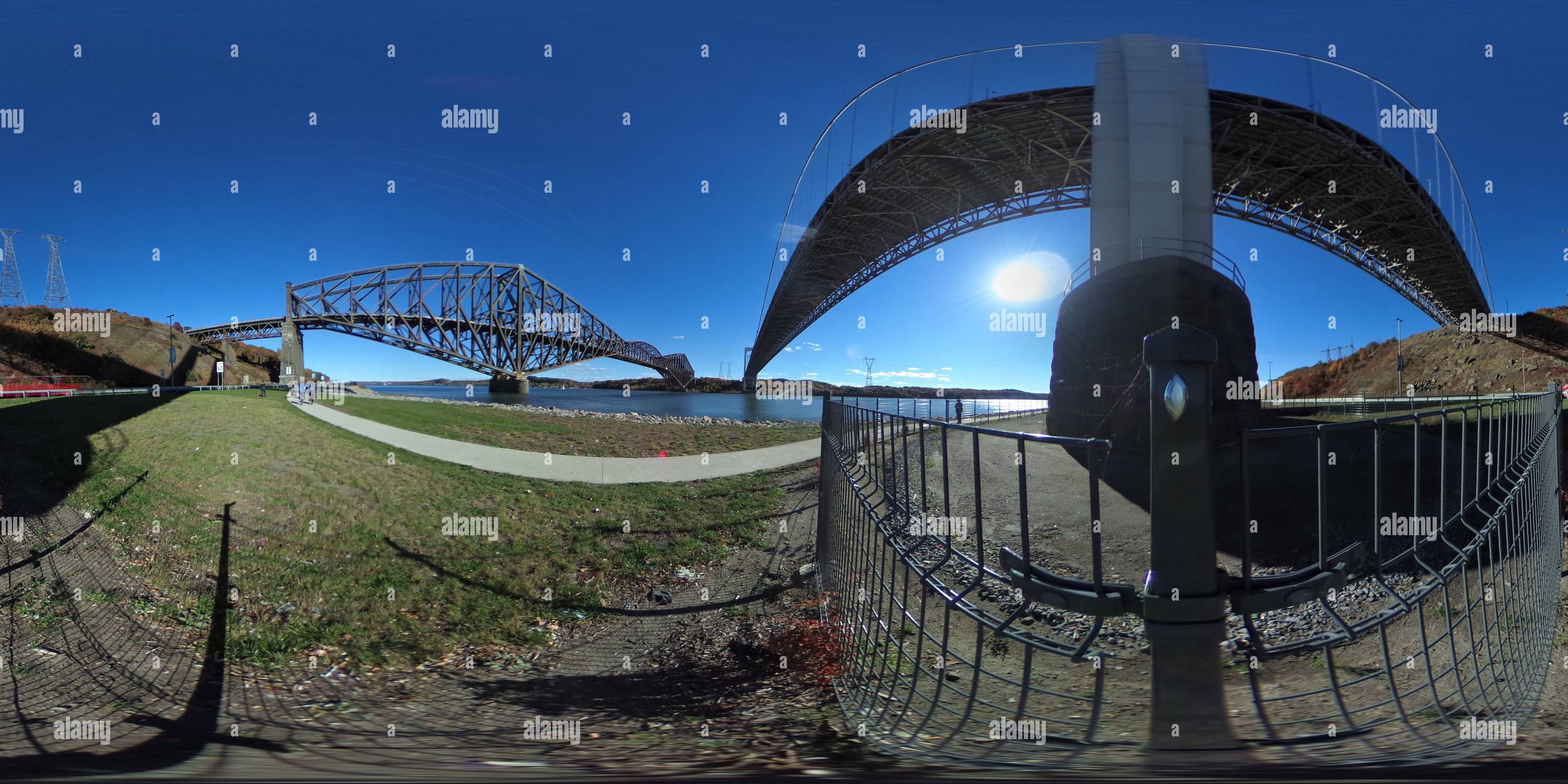 360° view of Under the 2 Quebec's bridges - Alamy