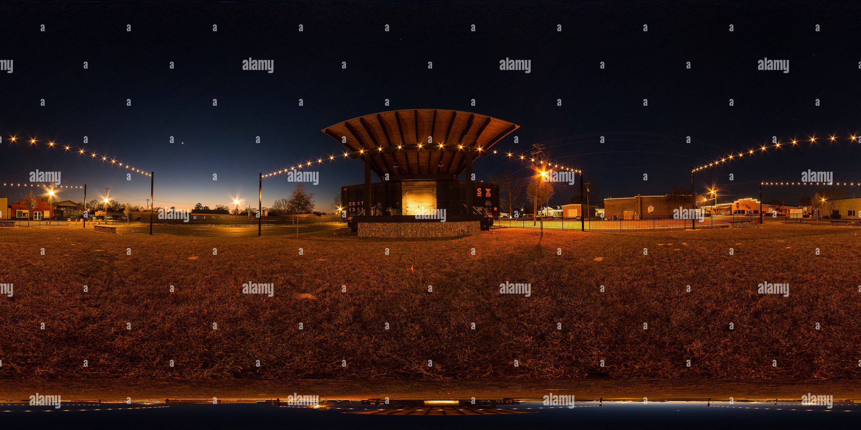 360° view of Boxcar/Parking lot at night - Alamy