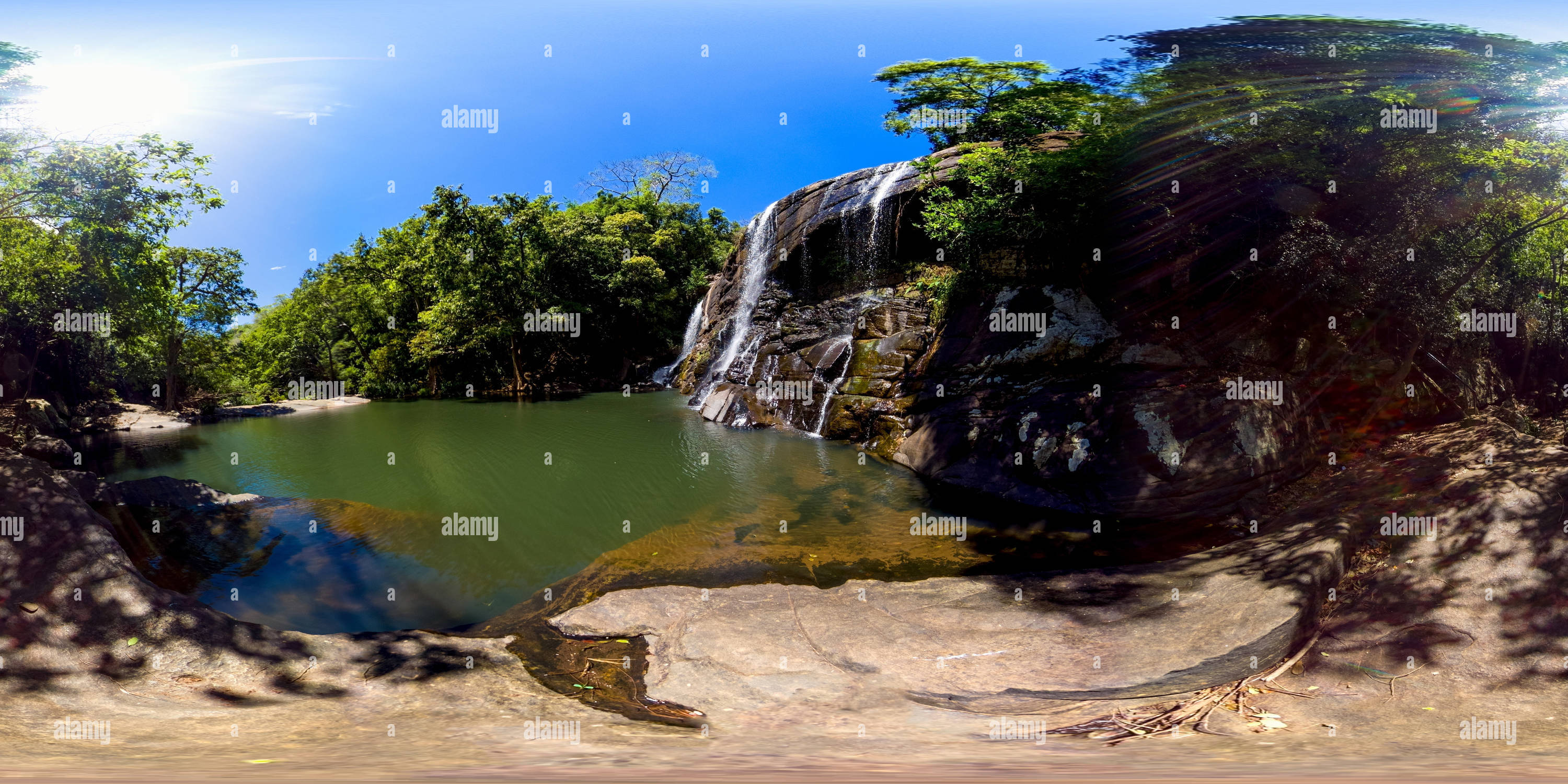 360° view of Beautiful tropical waterfall. Sera Ella Water Fall - Alamy
