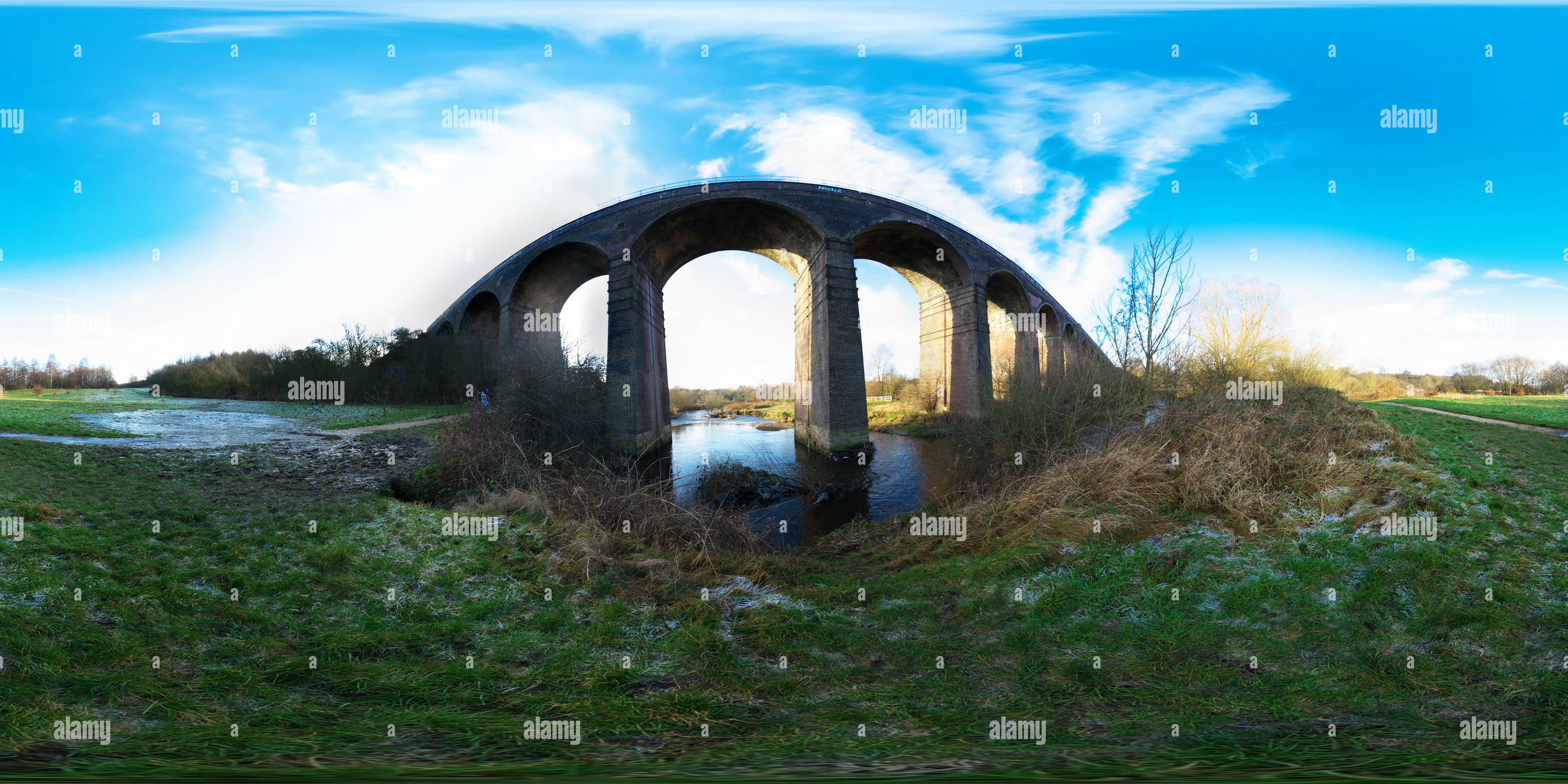 360° view of Reddish Vale Railway Viaduct - Alamy