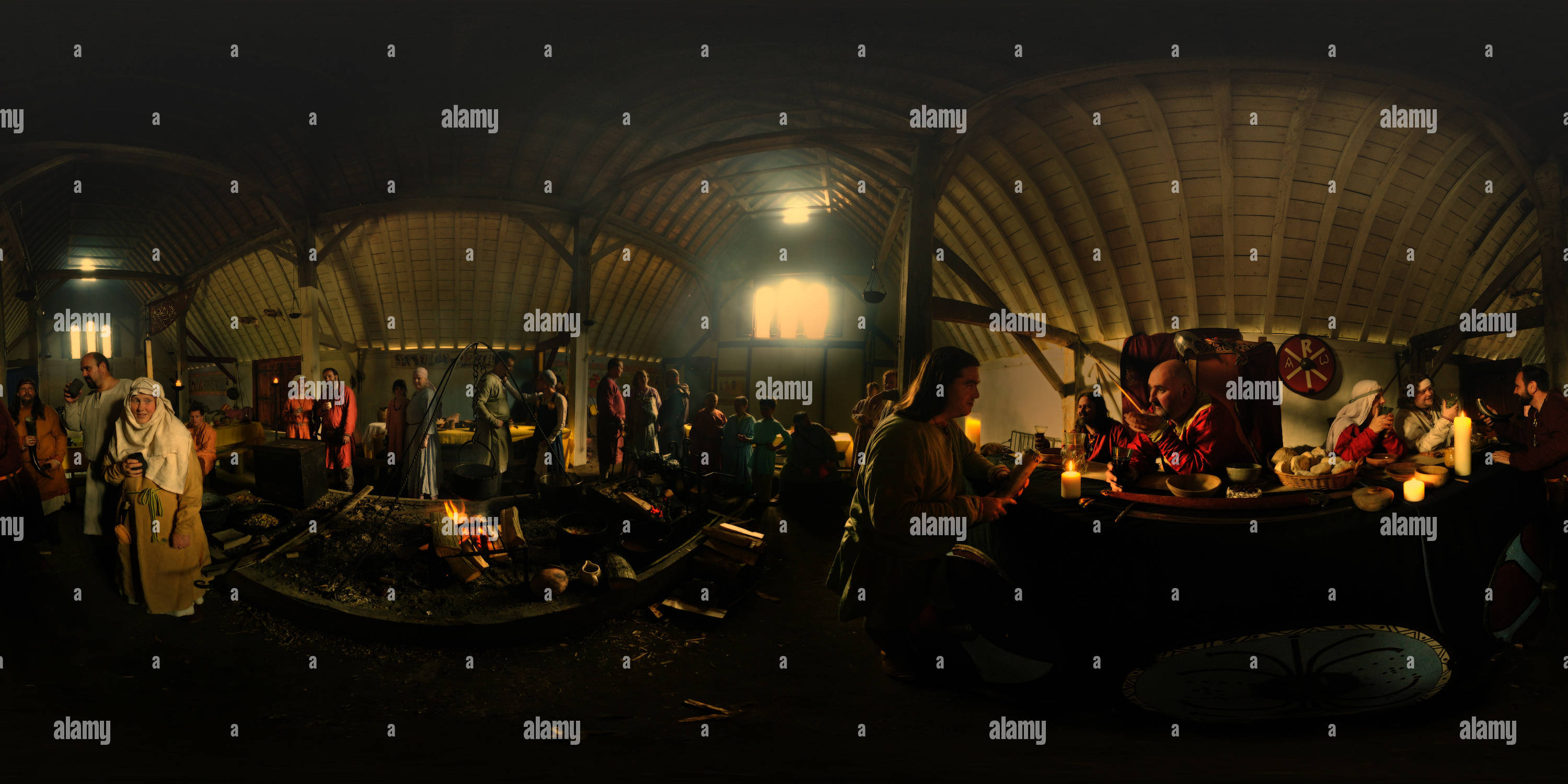 360° view of Viking Feast with Regia Anglorum in their Anglo Saxon ...