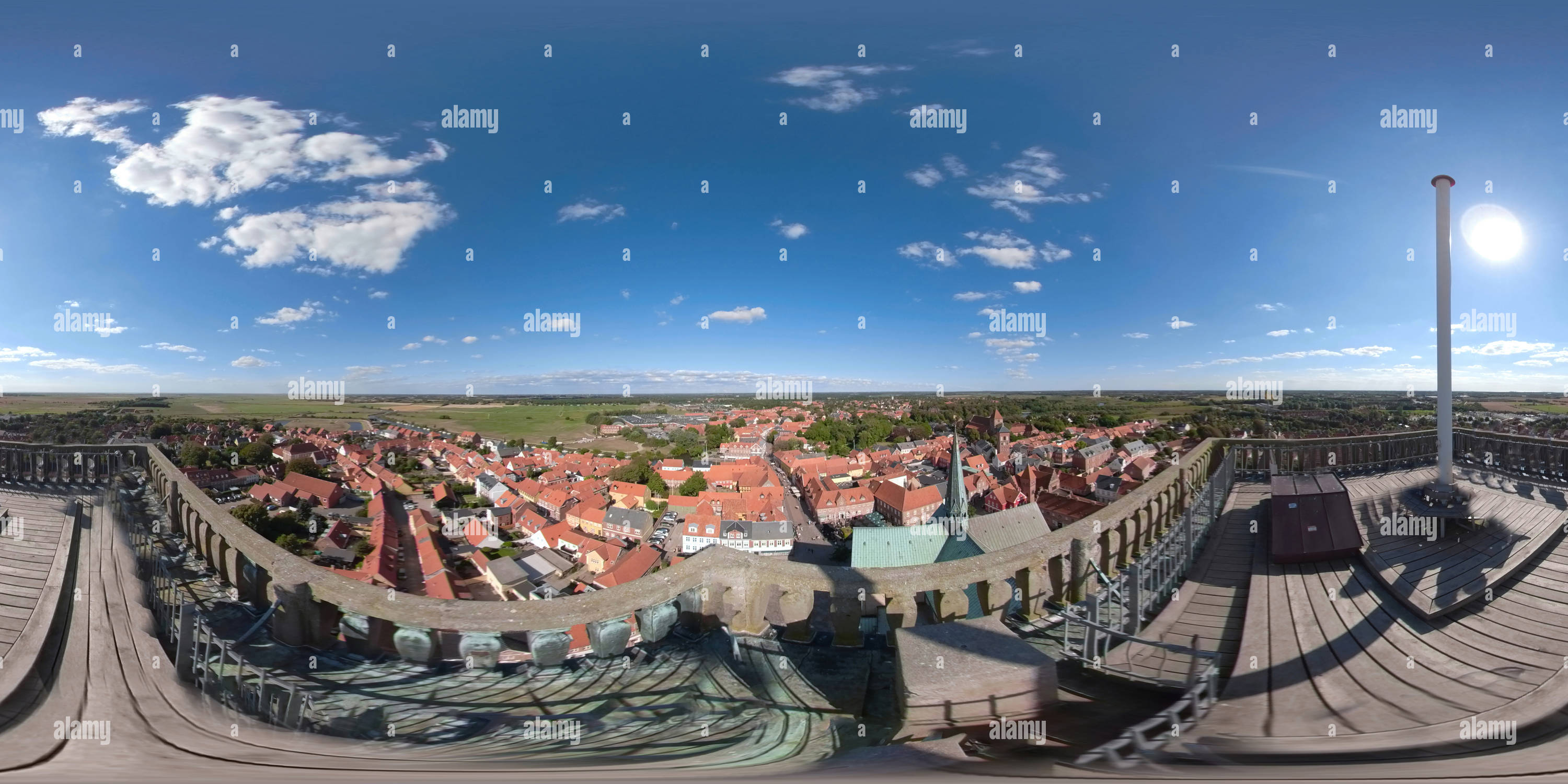 360° view of Overview over Ribe from Ribe cathedral tower - Alamy