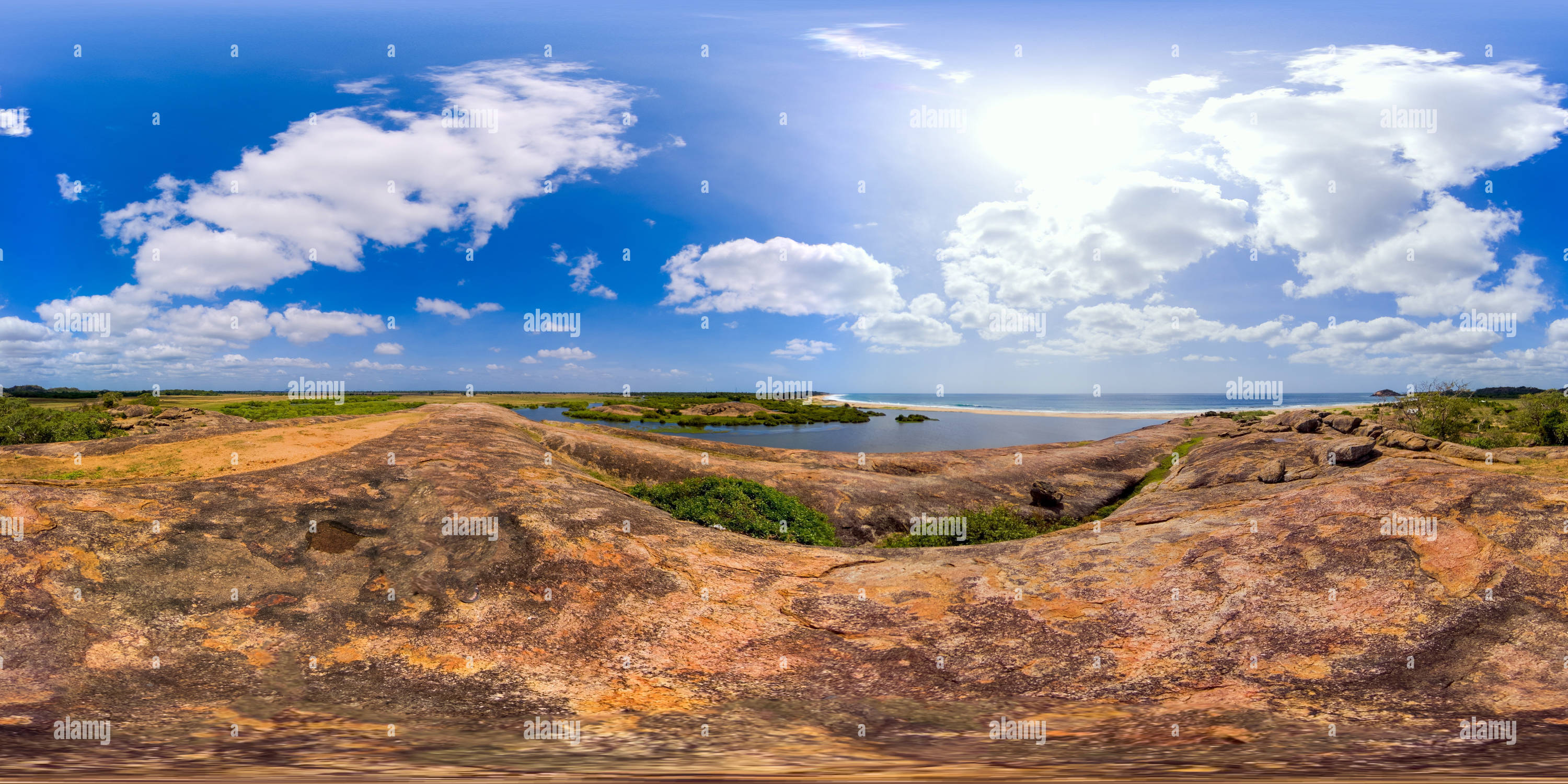 360° view of View from the elephant rock to the ocean and lake. Sri ...