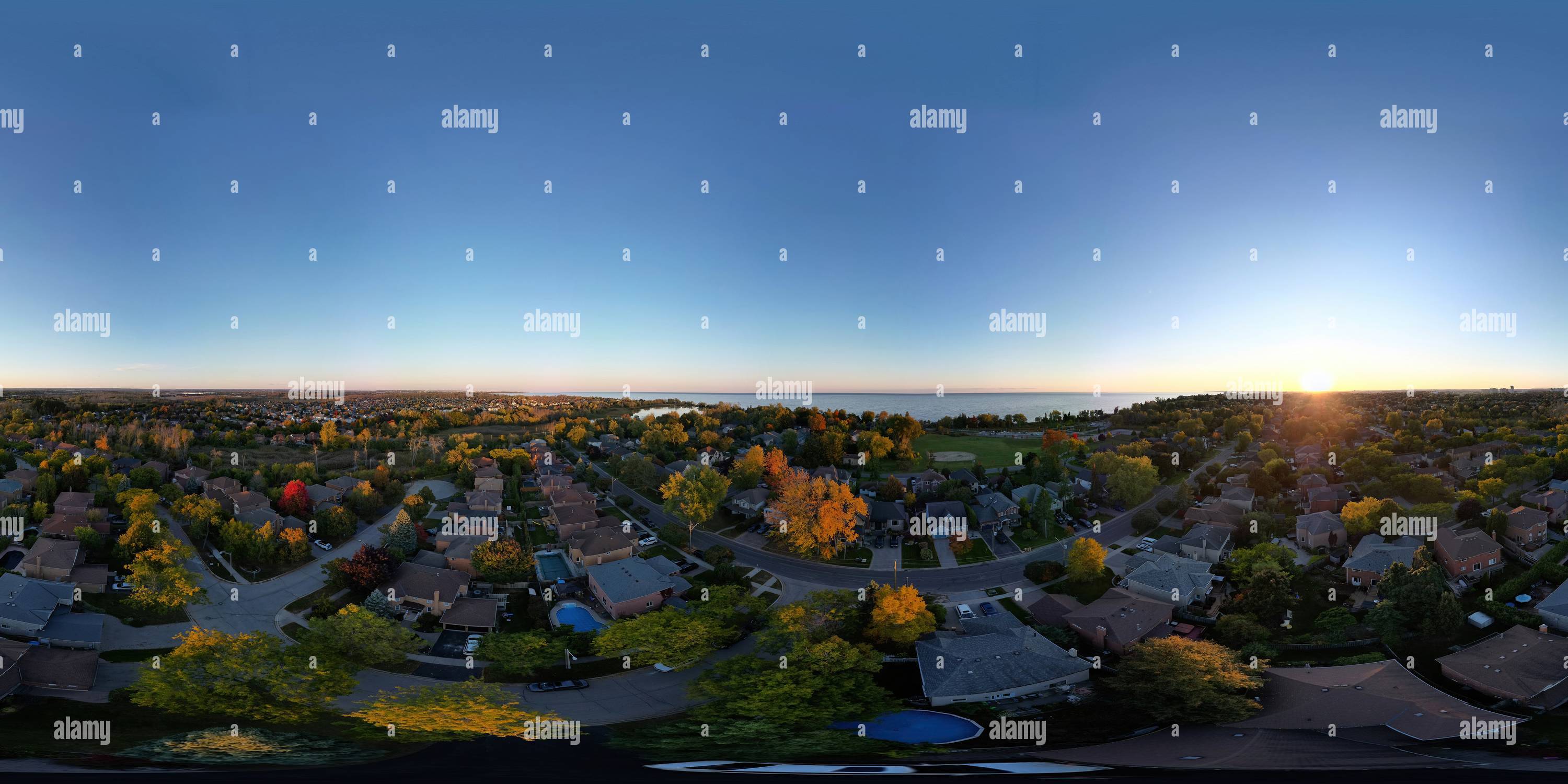 360° view of Pickering Beach Aerial Fall Sunset - Alamy