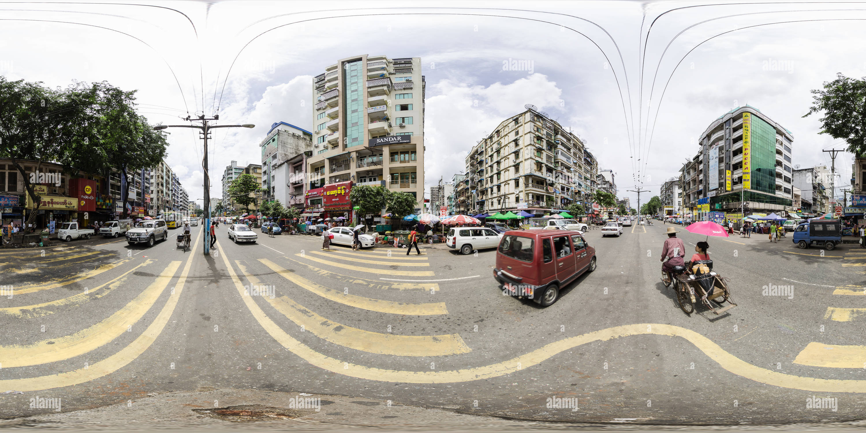 360° view of Yangon street view - Alamy