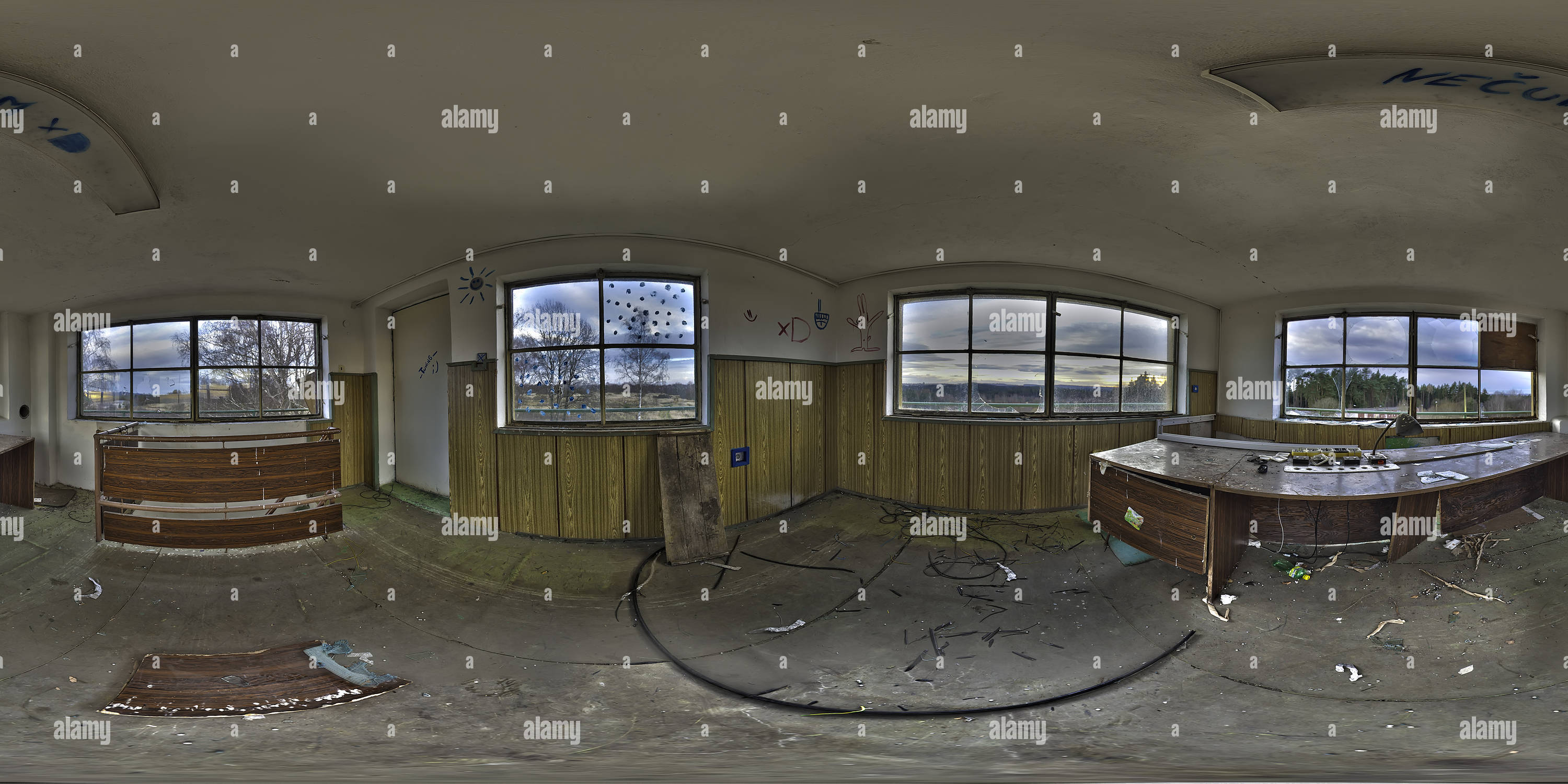 360° view of Czech army watchtower - Alamy