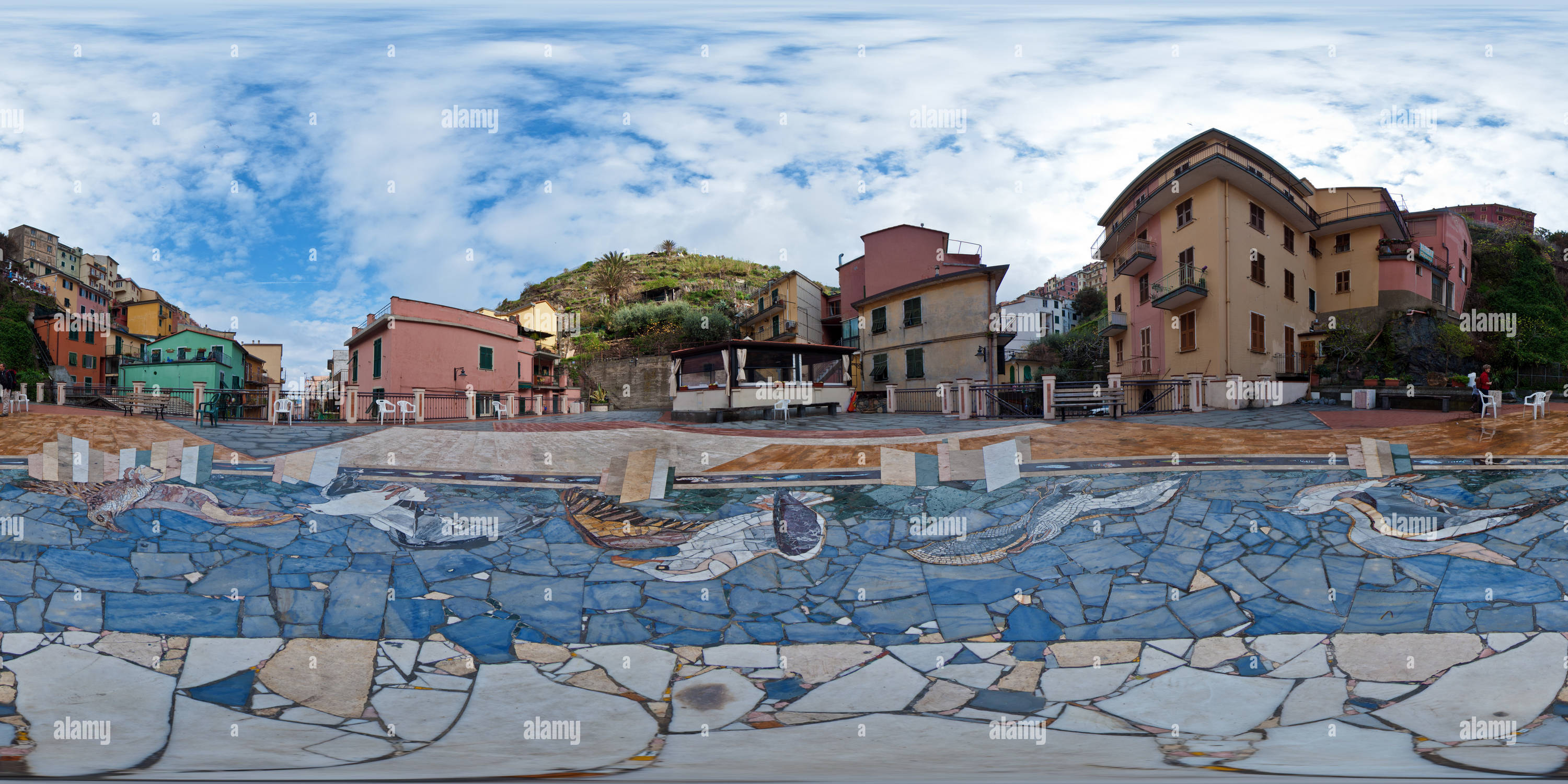 360° view of Seagull Mosaic At Piazza Di Manarola - Alamy