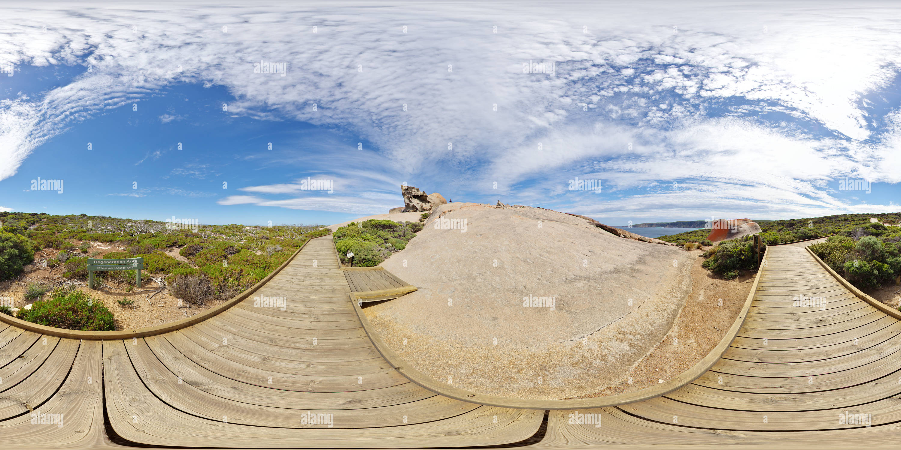 360° view of Boardwalk to Remarkable Rocks in Flinders Chase NP - Alamy