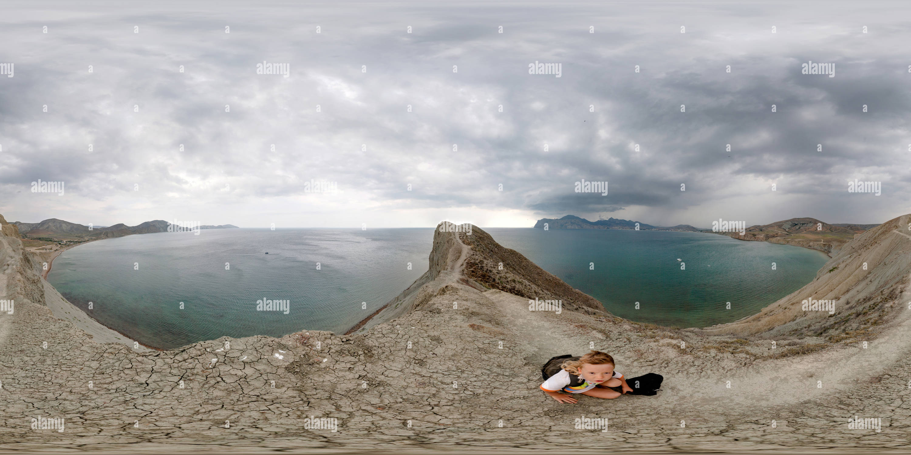 360° view of Cape Chameleon. Storm over Koktebel. Bay Tihaya - Alamy