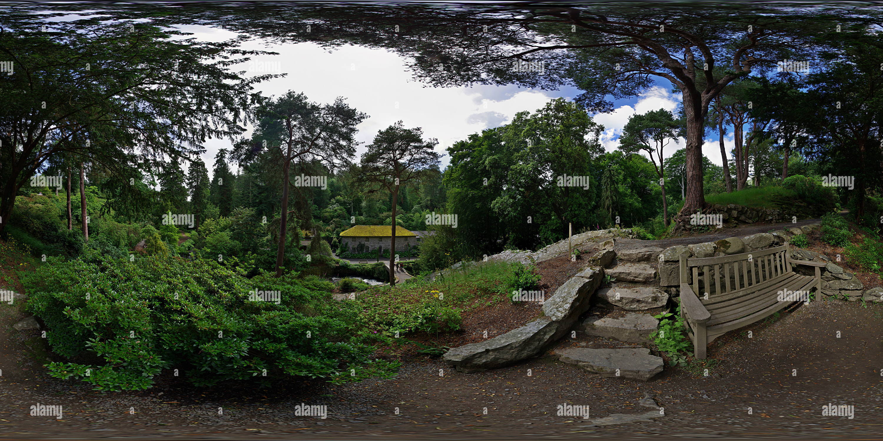 360° view of Bodnant gardens - view down to the Dell - Alamy