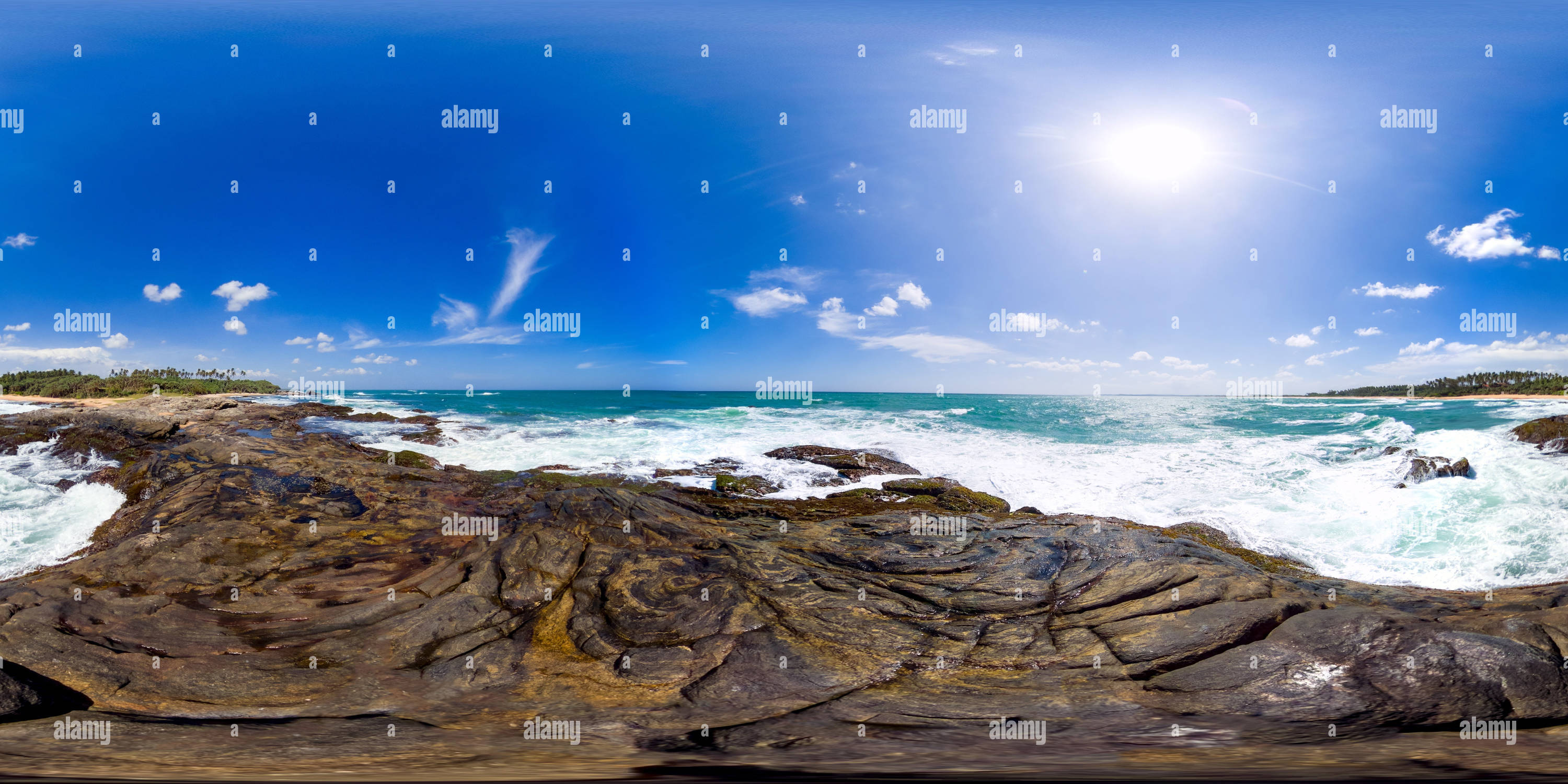 360° view of Tropical landscape with a beautiful beach. Sri Lanka. 360 ...