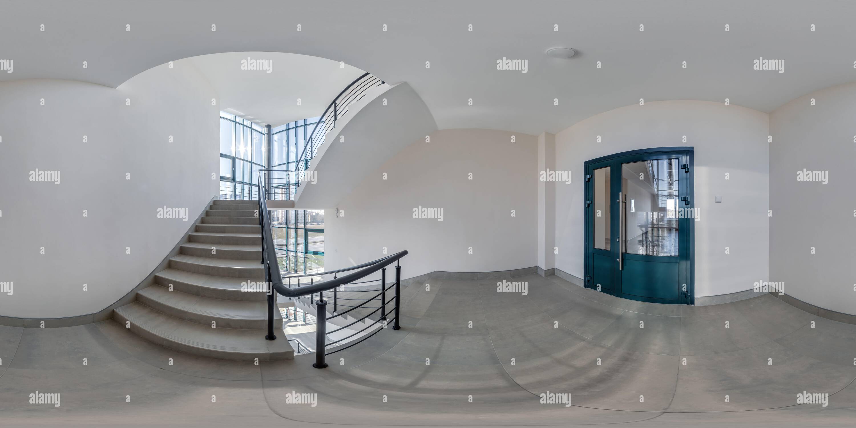 360° view of full hdri 360 panorama view in empty hall near emergency ...