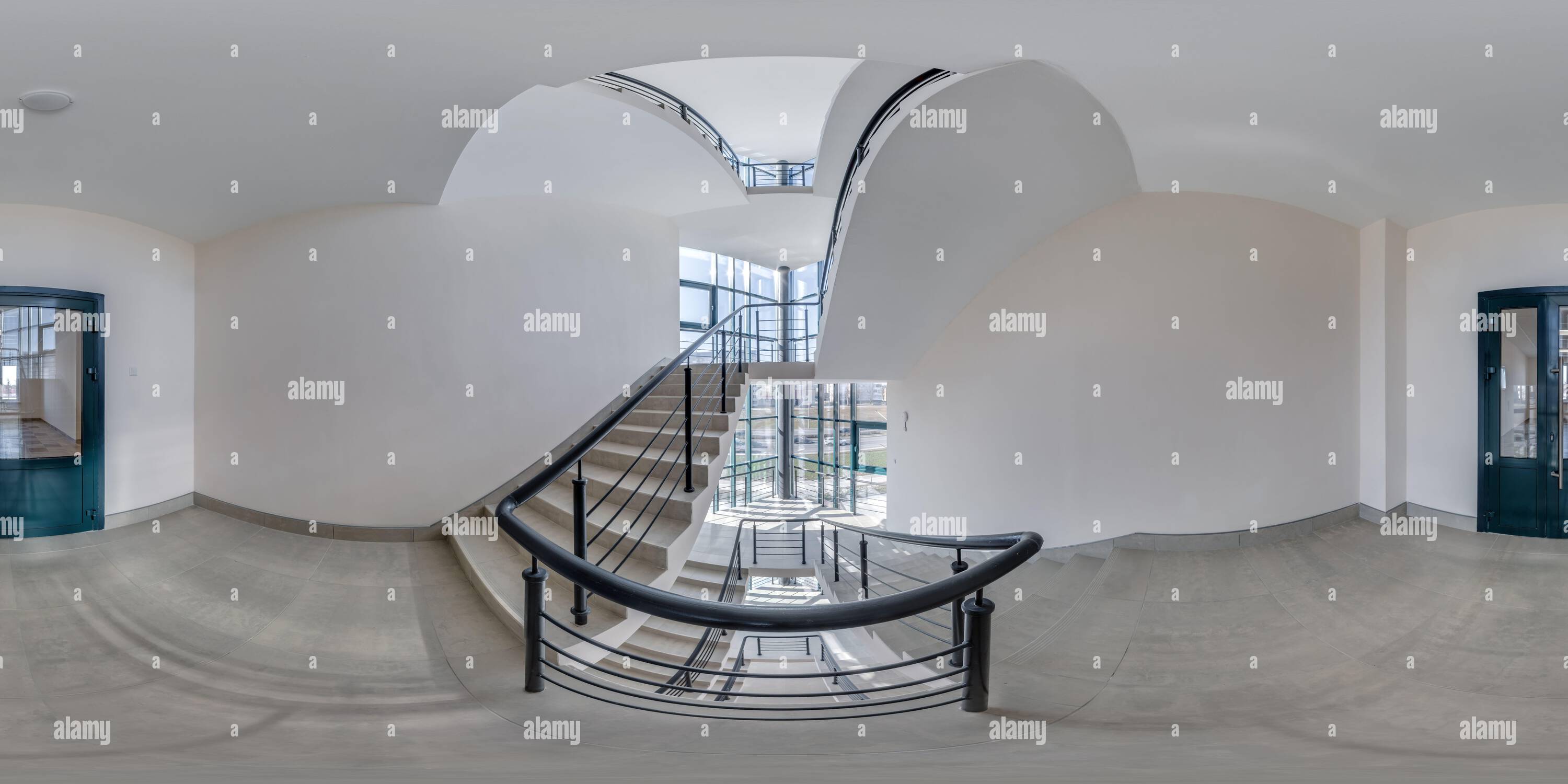 360° view of full hdri 360 panorama view in empty hall near emergency ...