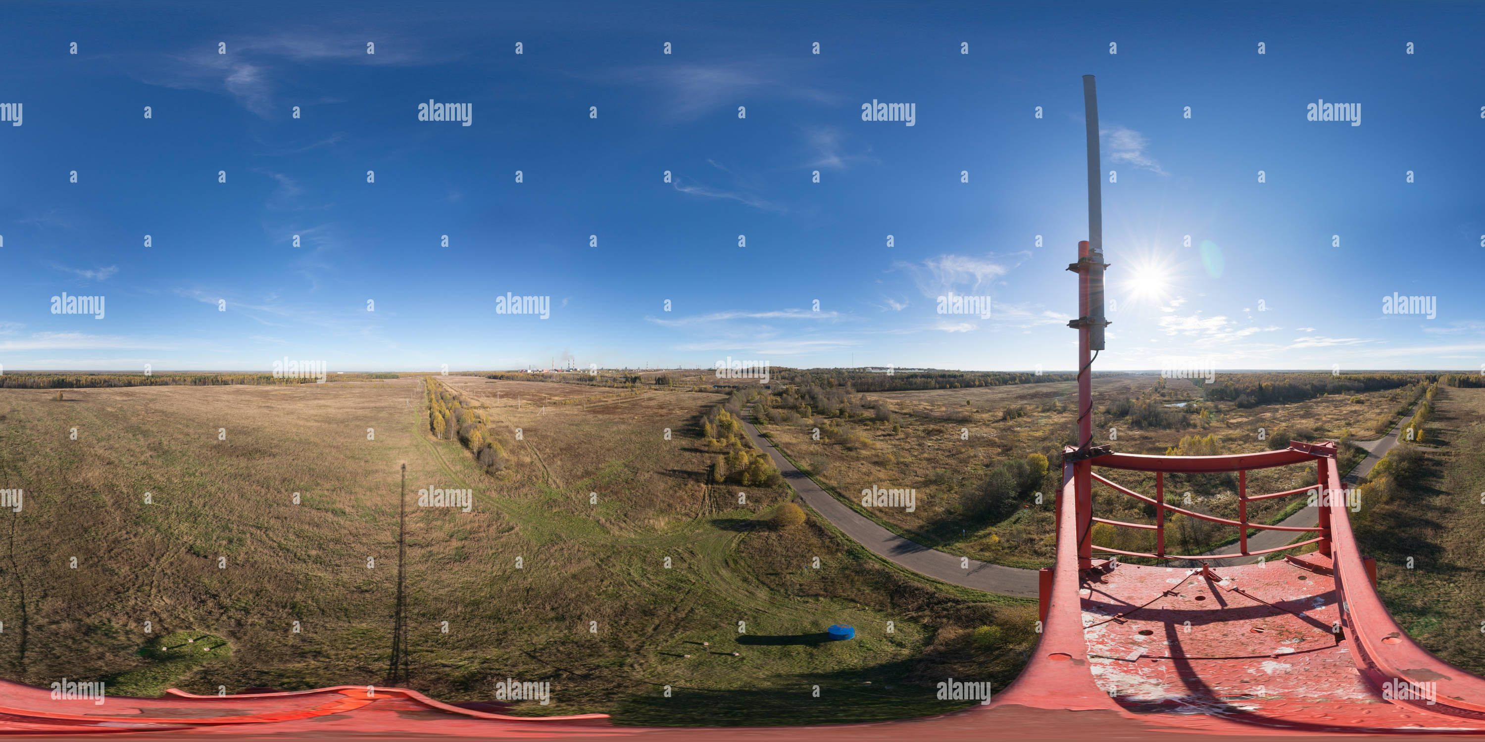 360° view of Field from a height of 35 meter radio tower - Alamy
