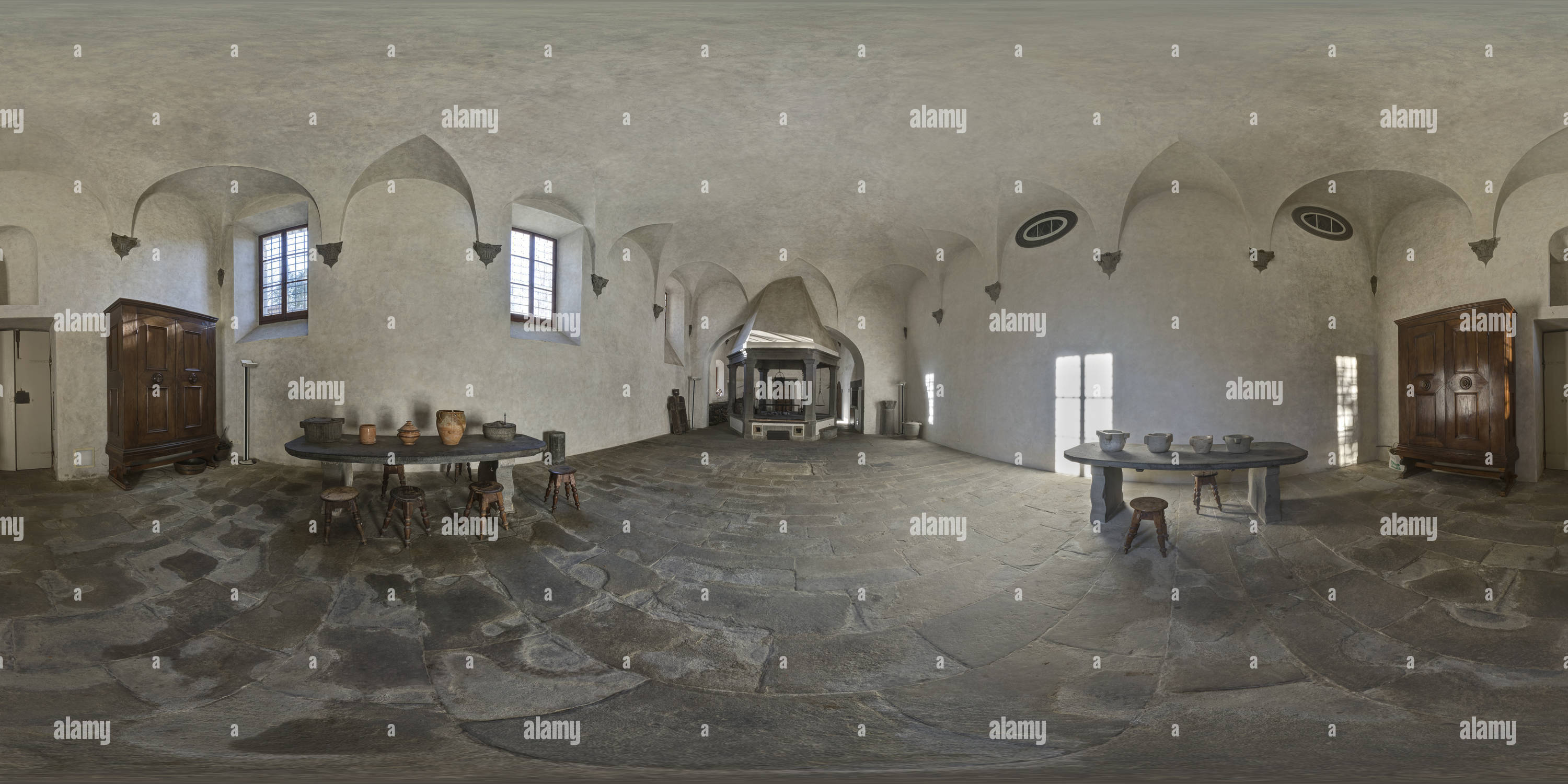 360° view of Old kitchen - Vallombrosa Abbey - Alamy
