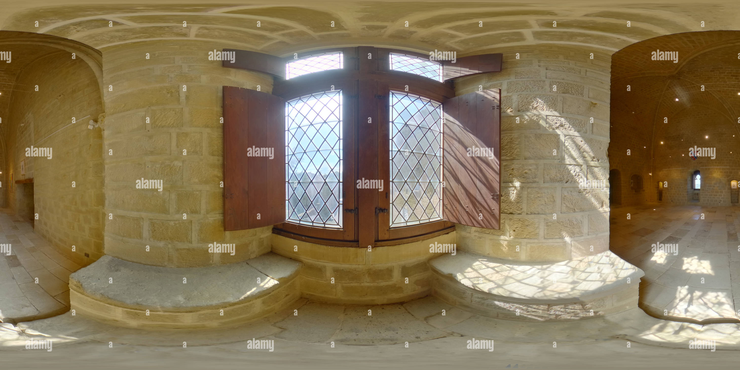 360° view of medieval windows in french castle, south France, Gers - Alamy