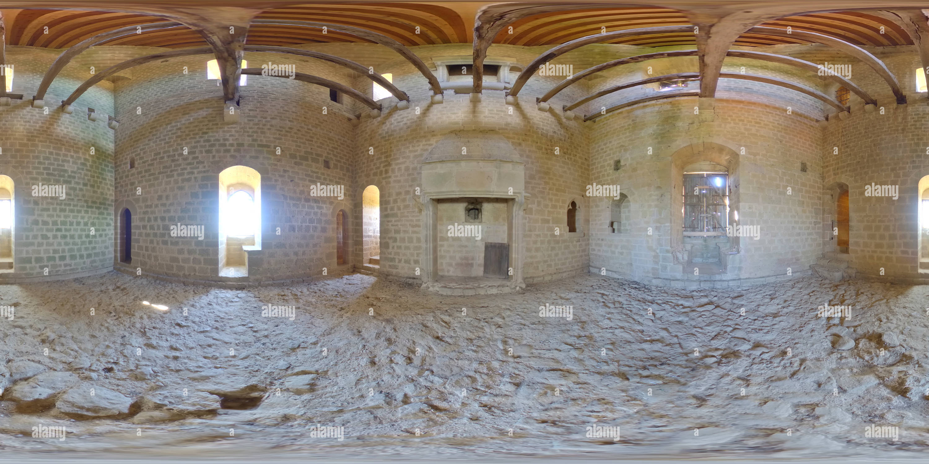 360° view of medieval dungeon with octogonal roof, France - Alamy