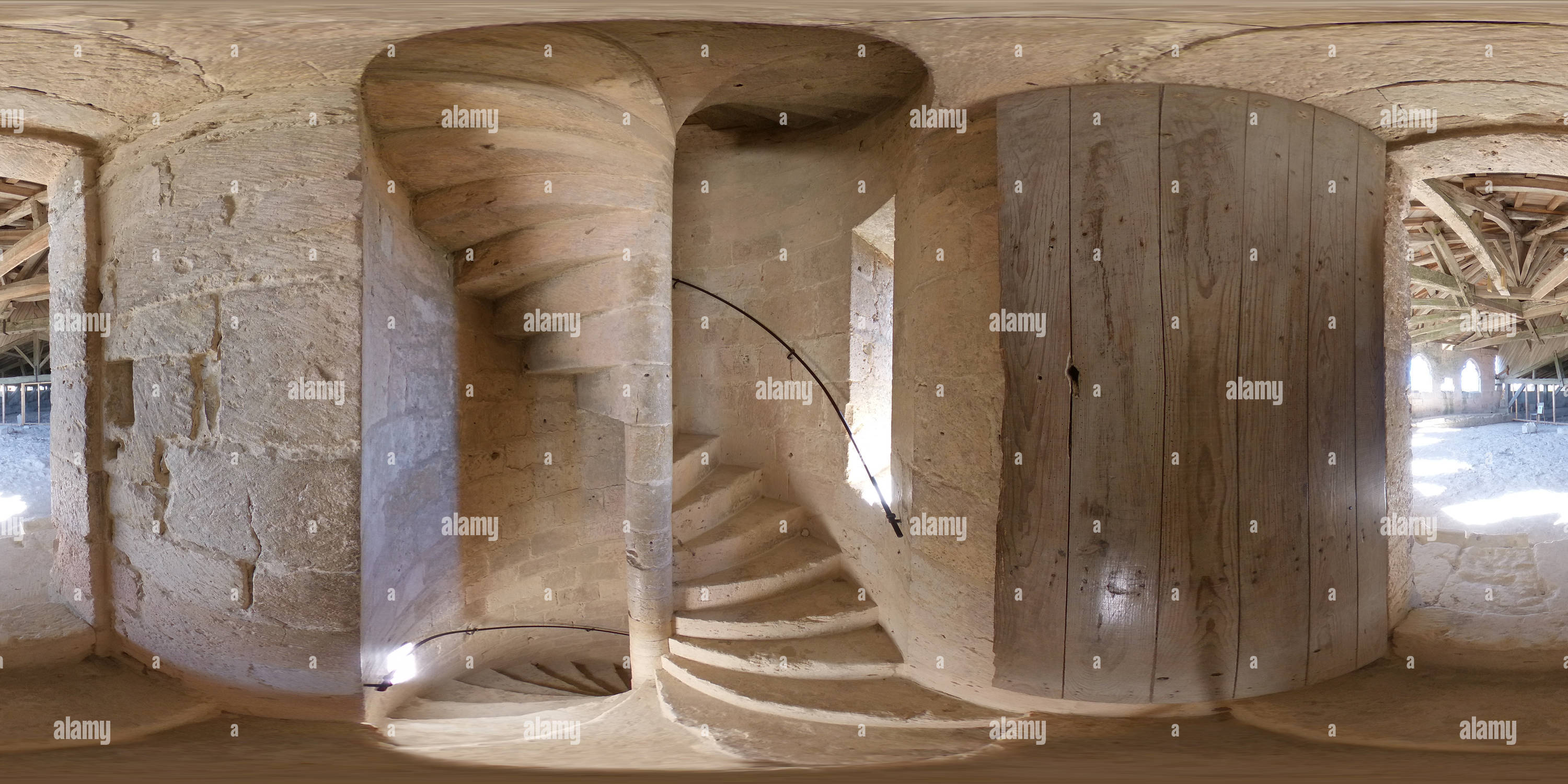 360° view of Interior of a medieval stone stairs - Alamy