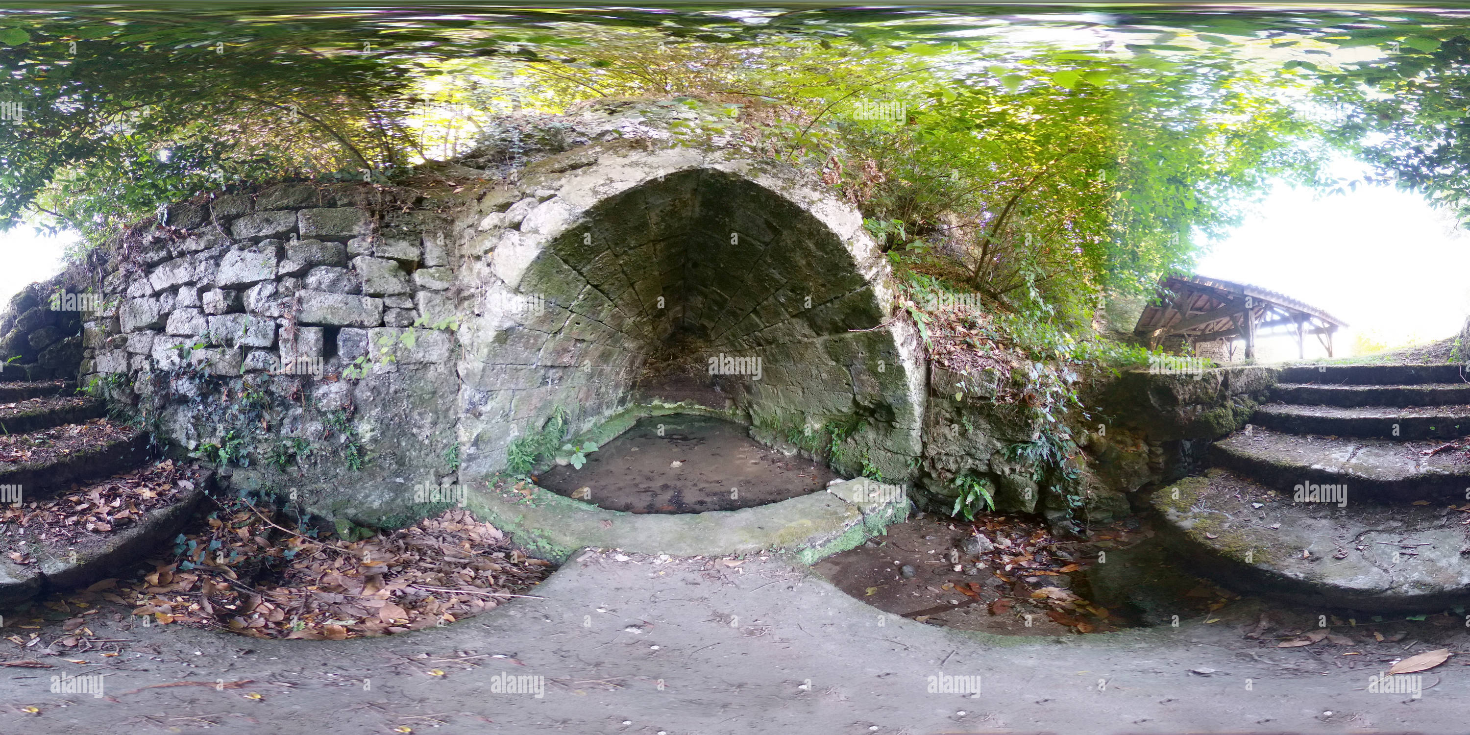 360° view of medieval fountain in stone - Alamy