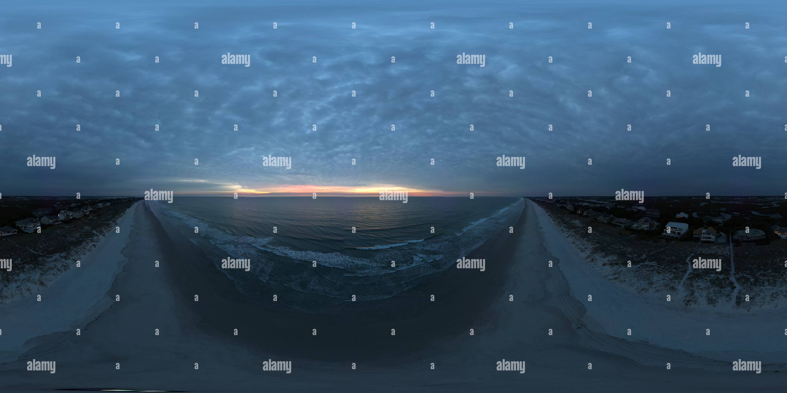 360° view of Over the Atlantic Ocean at dawn in coastal North Carolina ...