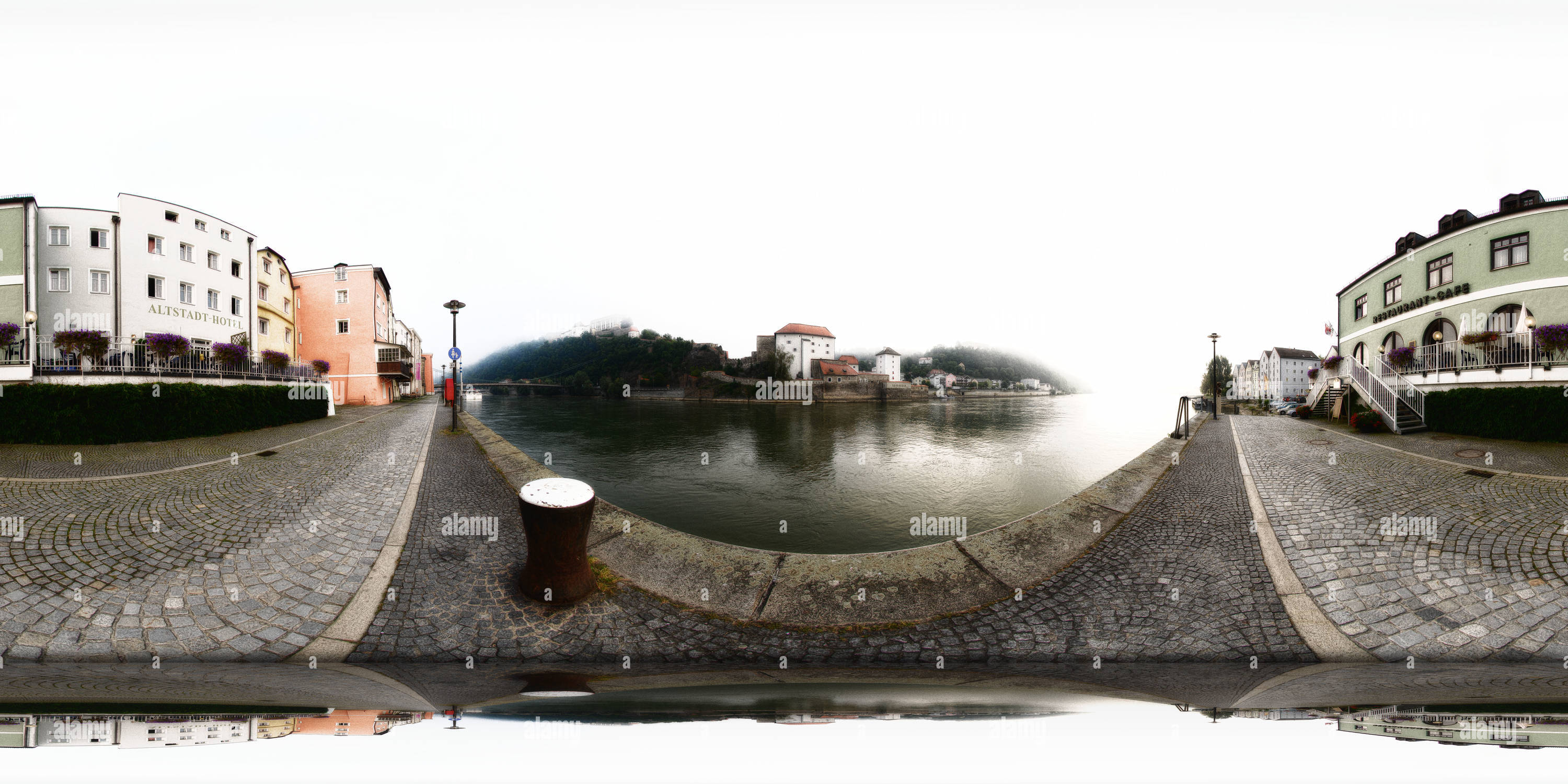 360° view of Passau, Foggy as in a Morning Sunrise - Alamy
