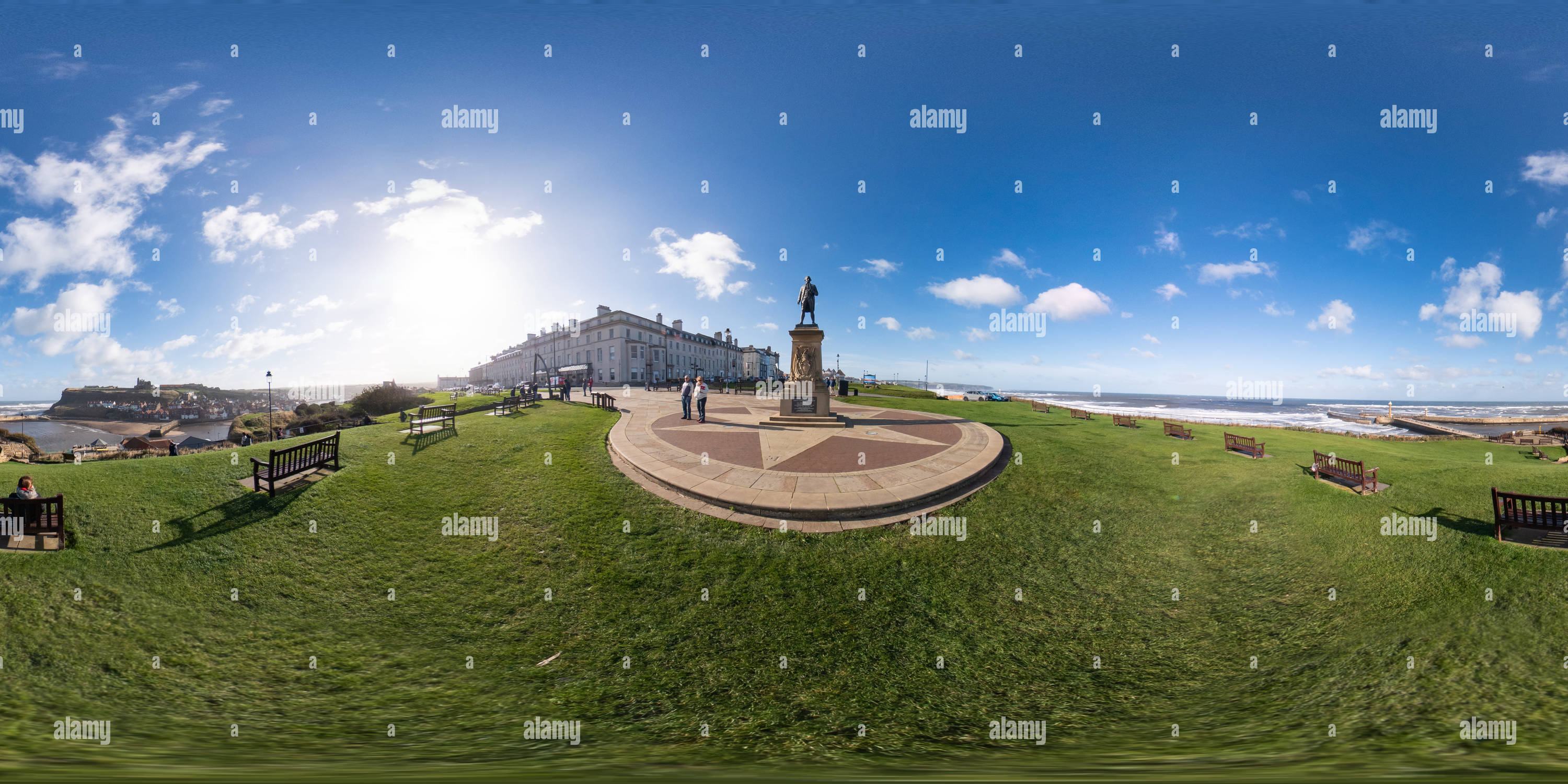 360° view of Captain James Cook Memorial on Whitby West Cliff, North ...