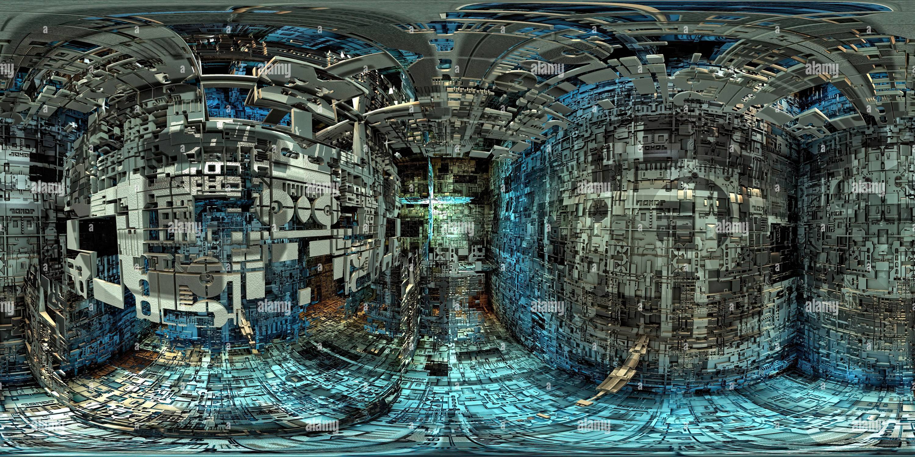 360° view of Futuristic interior - a fractal Mandelbulb3D panorama - Alamy
