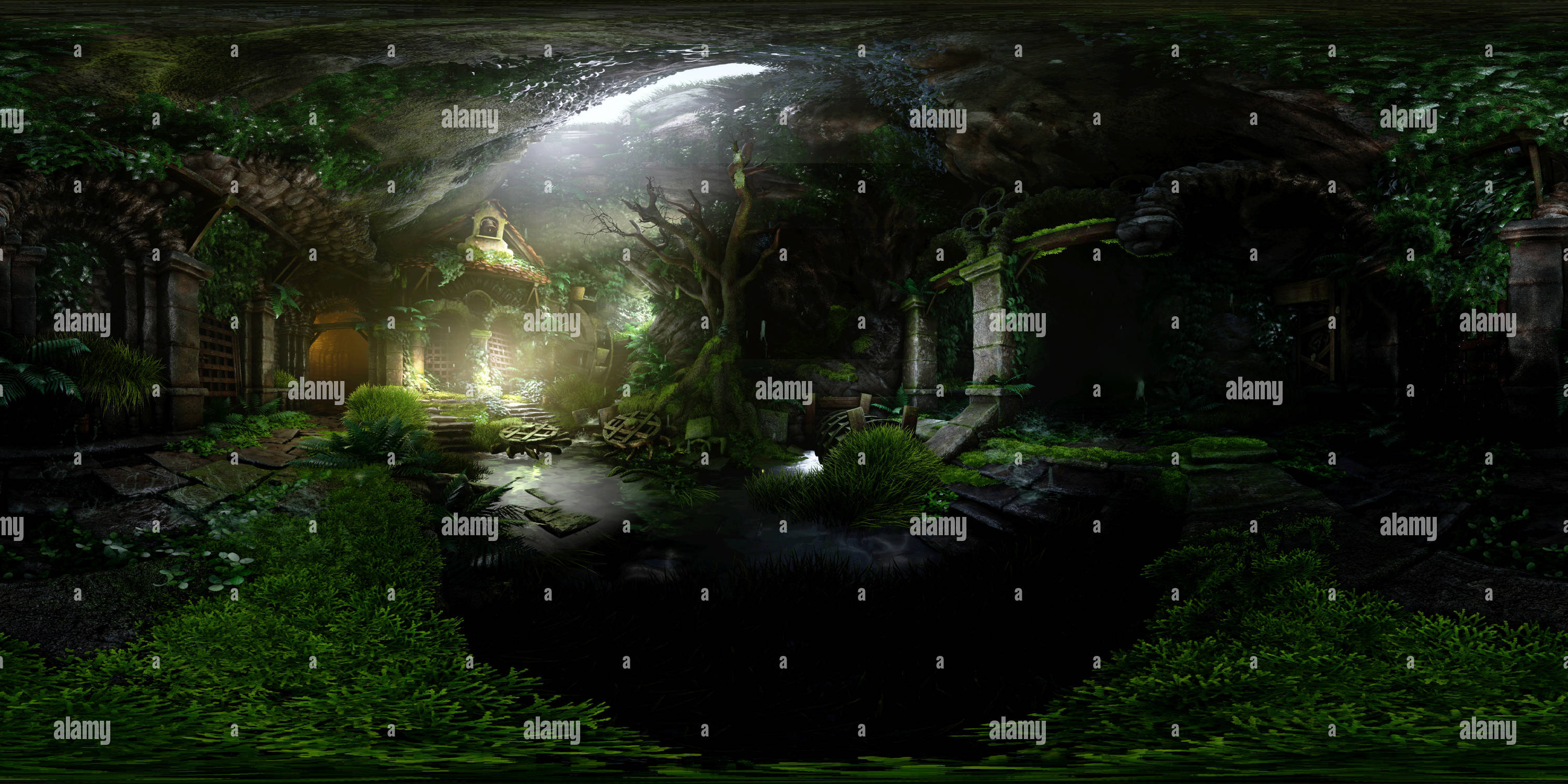360° view of Fantasy Water Mill - Alamy