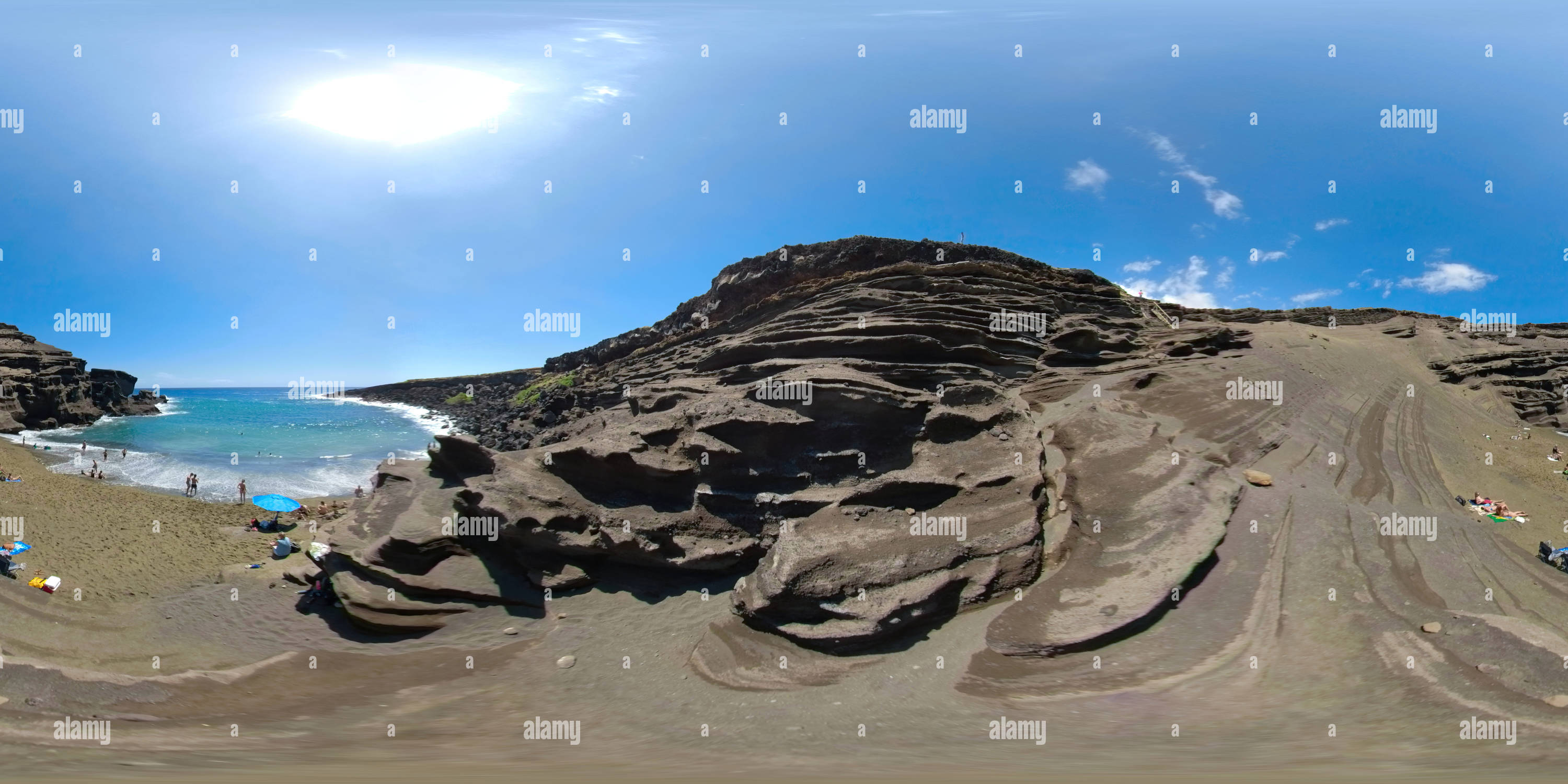 360° view of Papakōlea Green Sand Beach, Big Island Hawaiii - Alamy