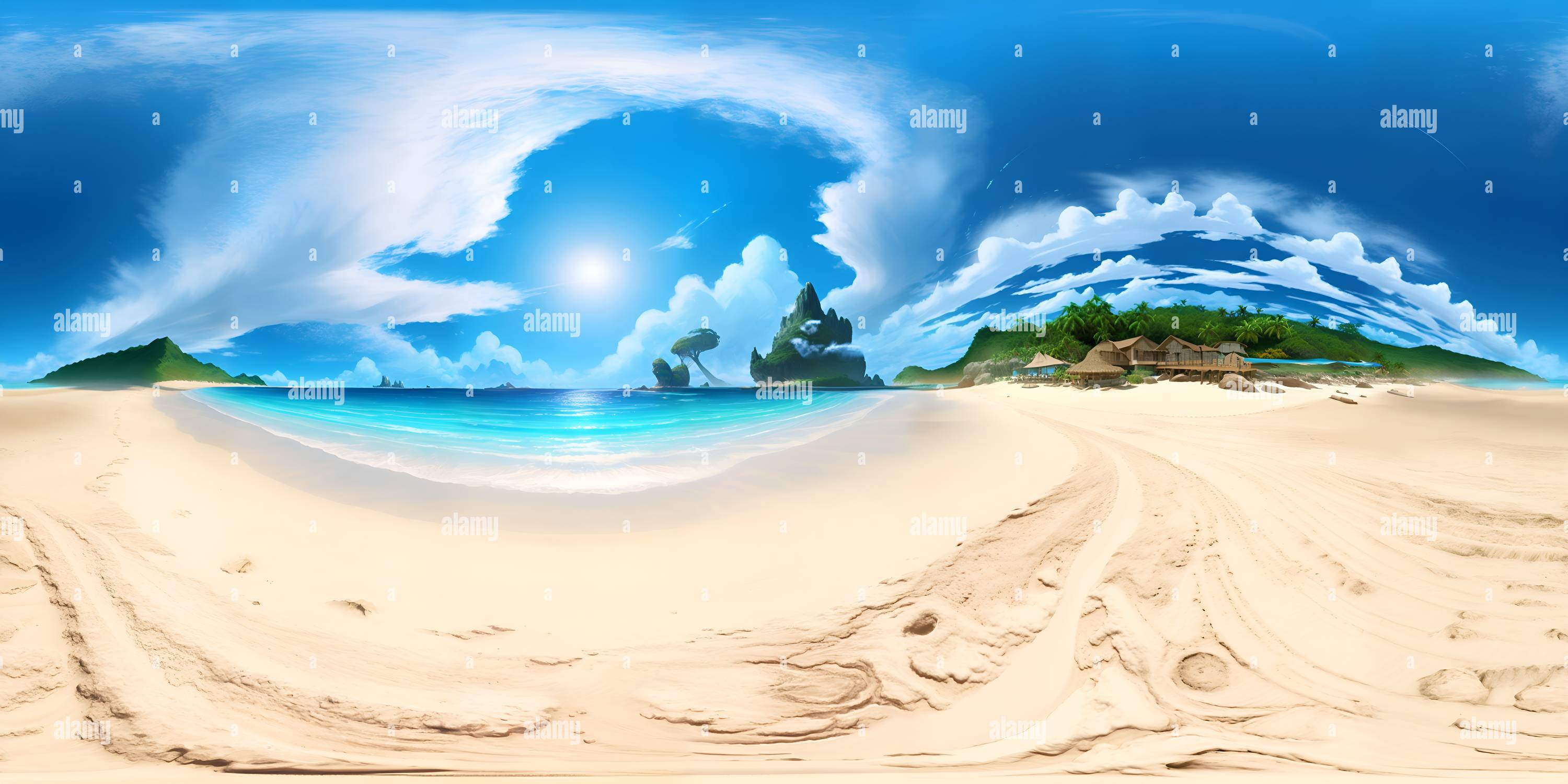 360° view of beautiful surreal beach - Alamy