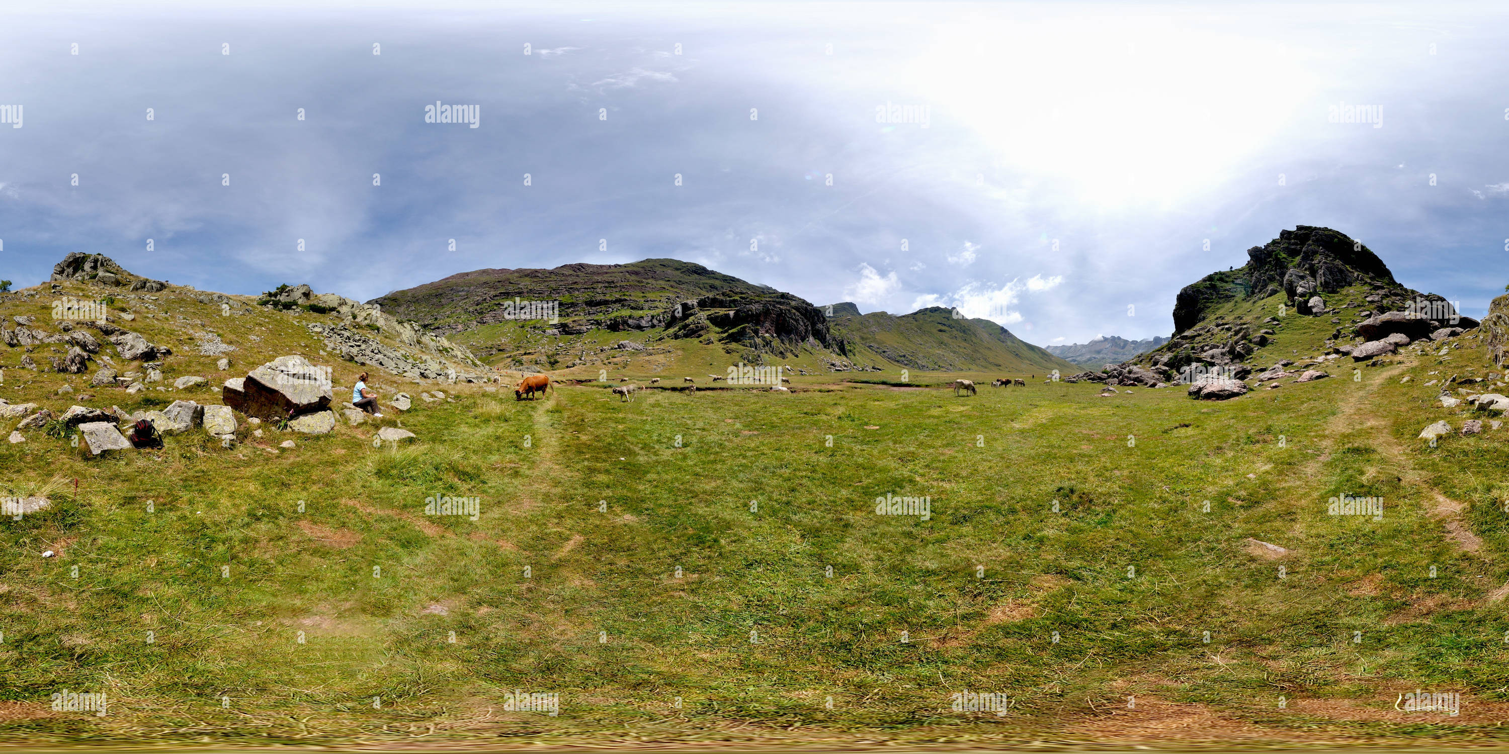 360° view of Aguas Tuertas, Pyrenees Mountains, Aragon, Huesca, Spain ...