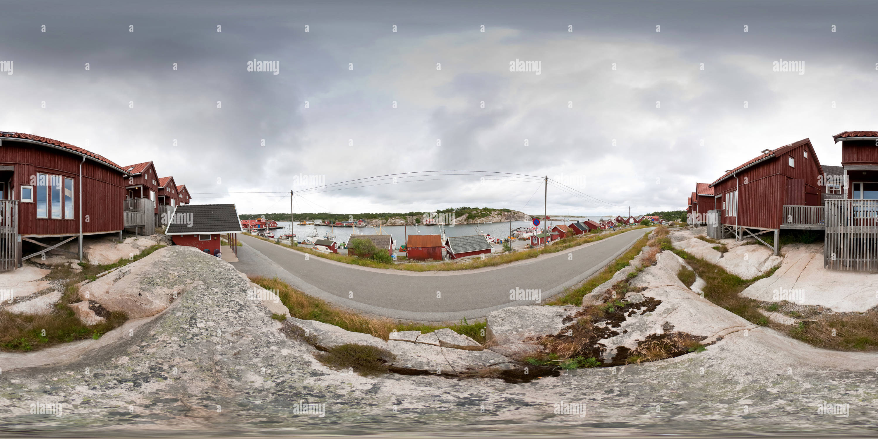 360° view of Garnberget cabins, Utgard - Alamy