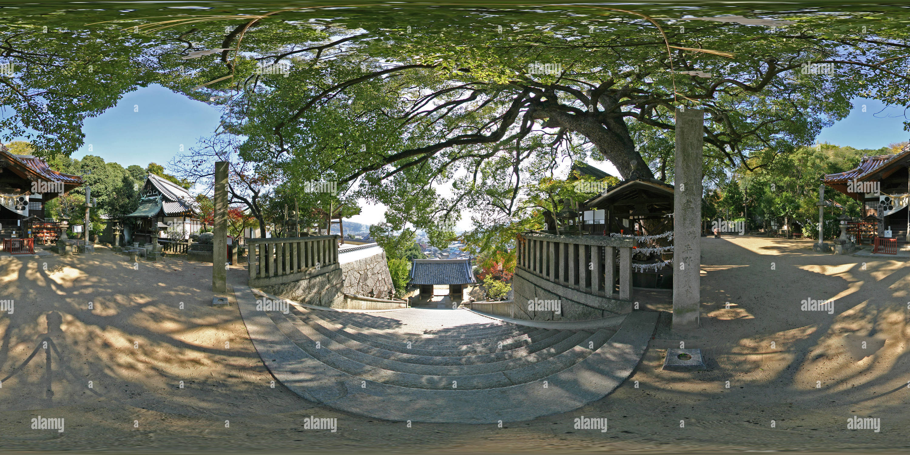 360° view of The flight of stone steps in Misode Tenmangu Shrine(top - Alamy
