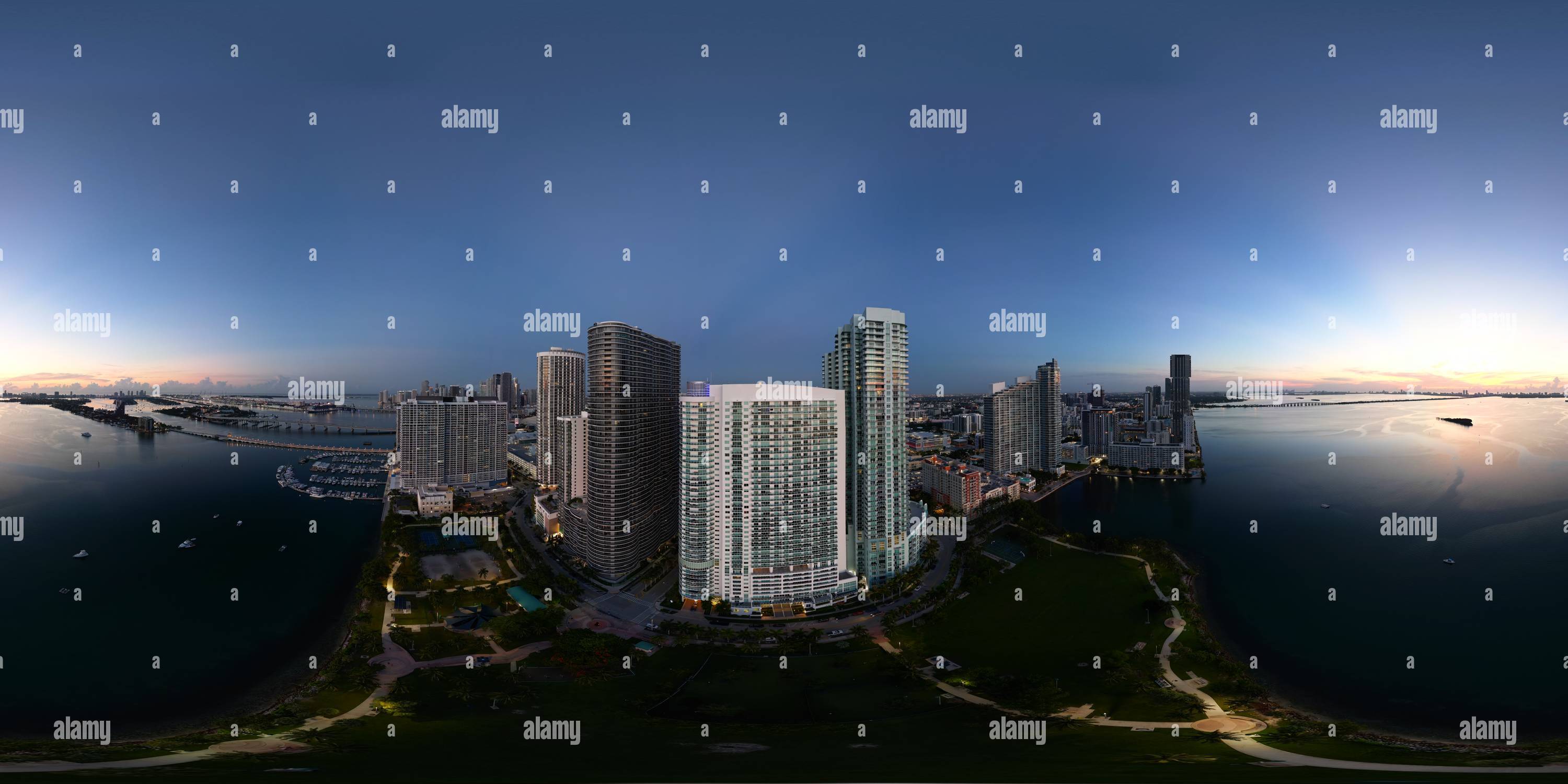 360° view of Above waterfront park in Miami Florida at sunrise - Alamy