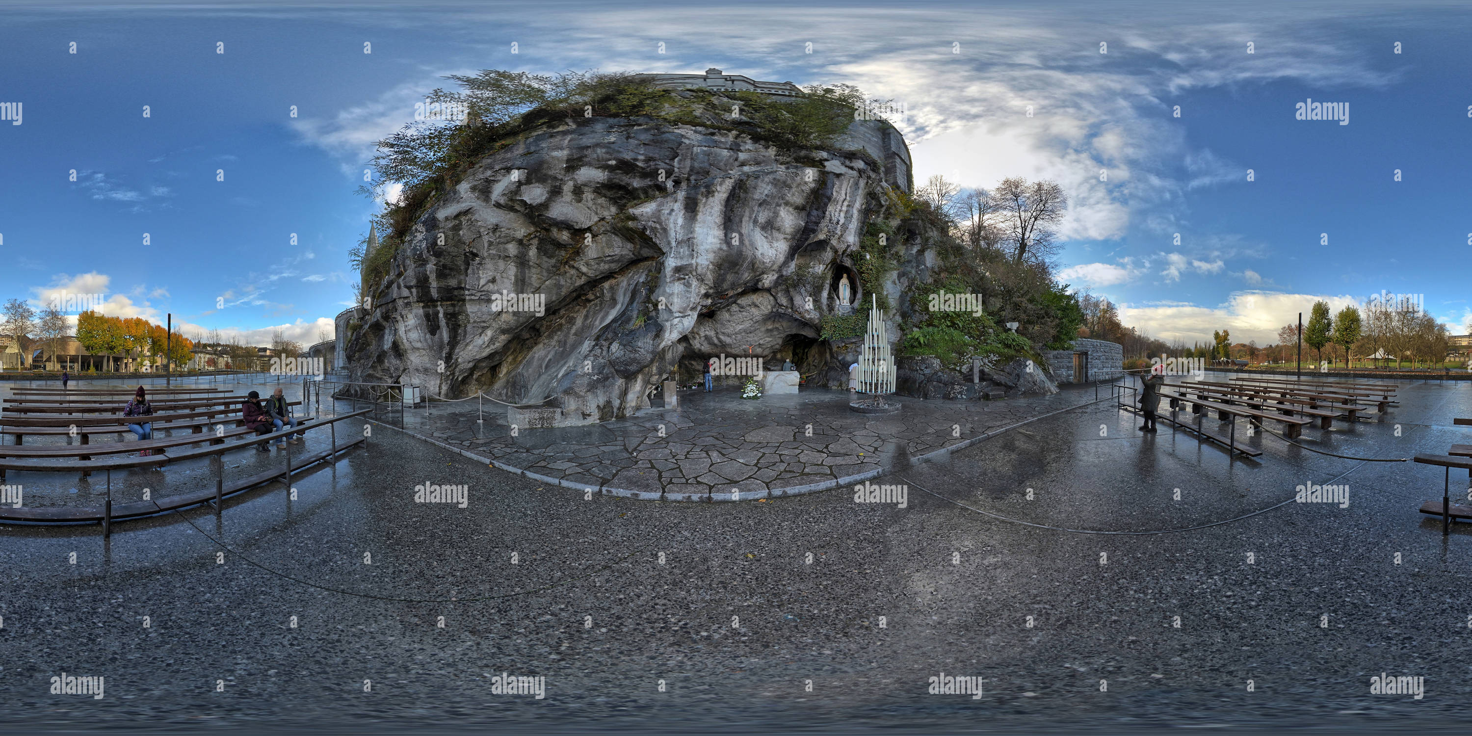 360° view of Our Lady of Lourdes Sanctuary, The Grotto, Lourdes, France ...