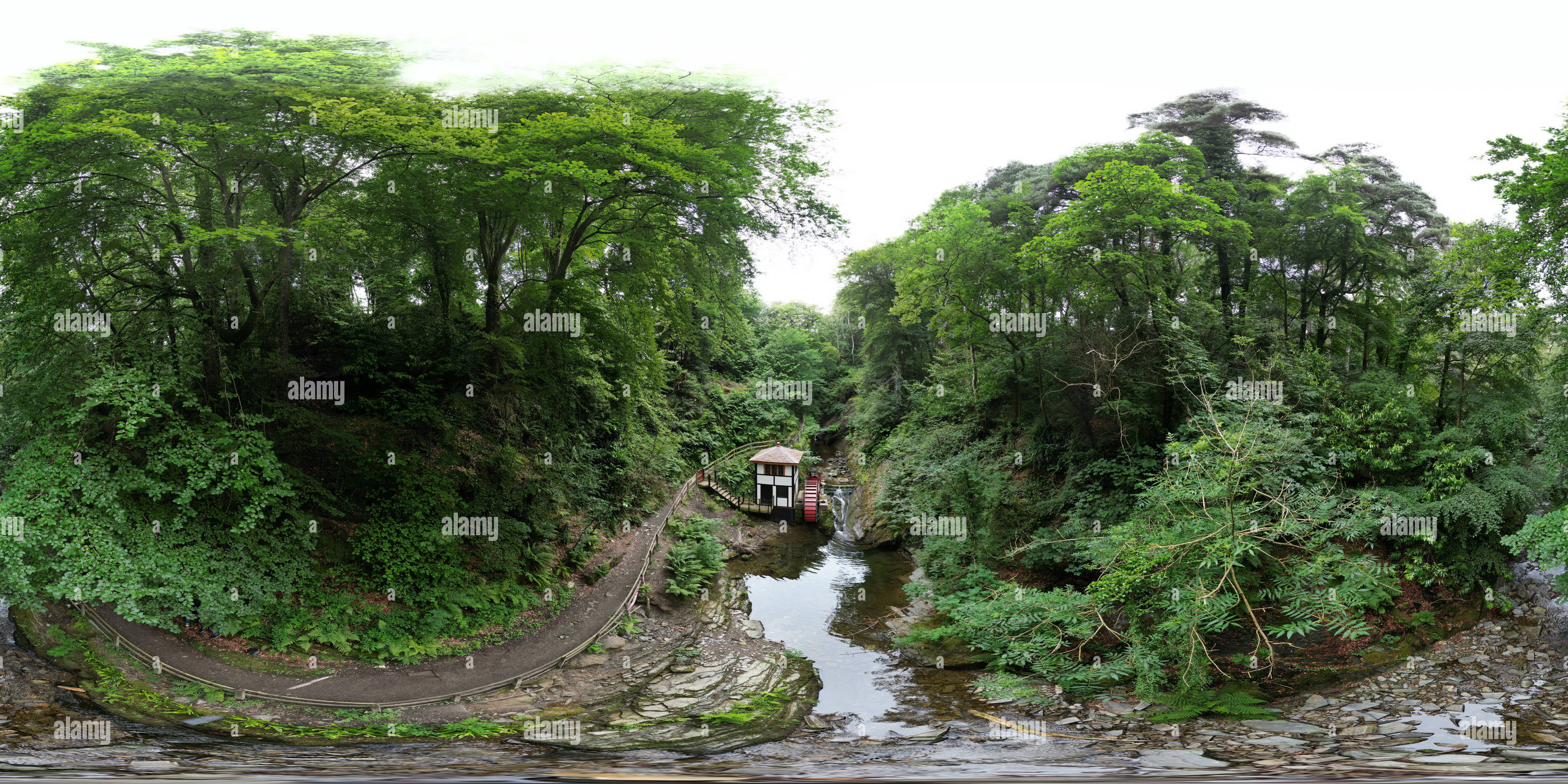 360° view of Isle of Man, Groudle Glen Water Wheel - Alamy