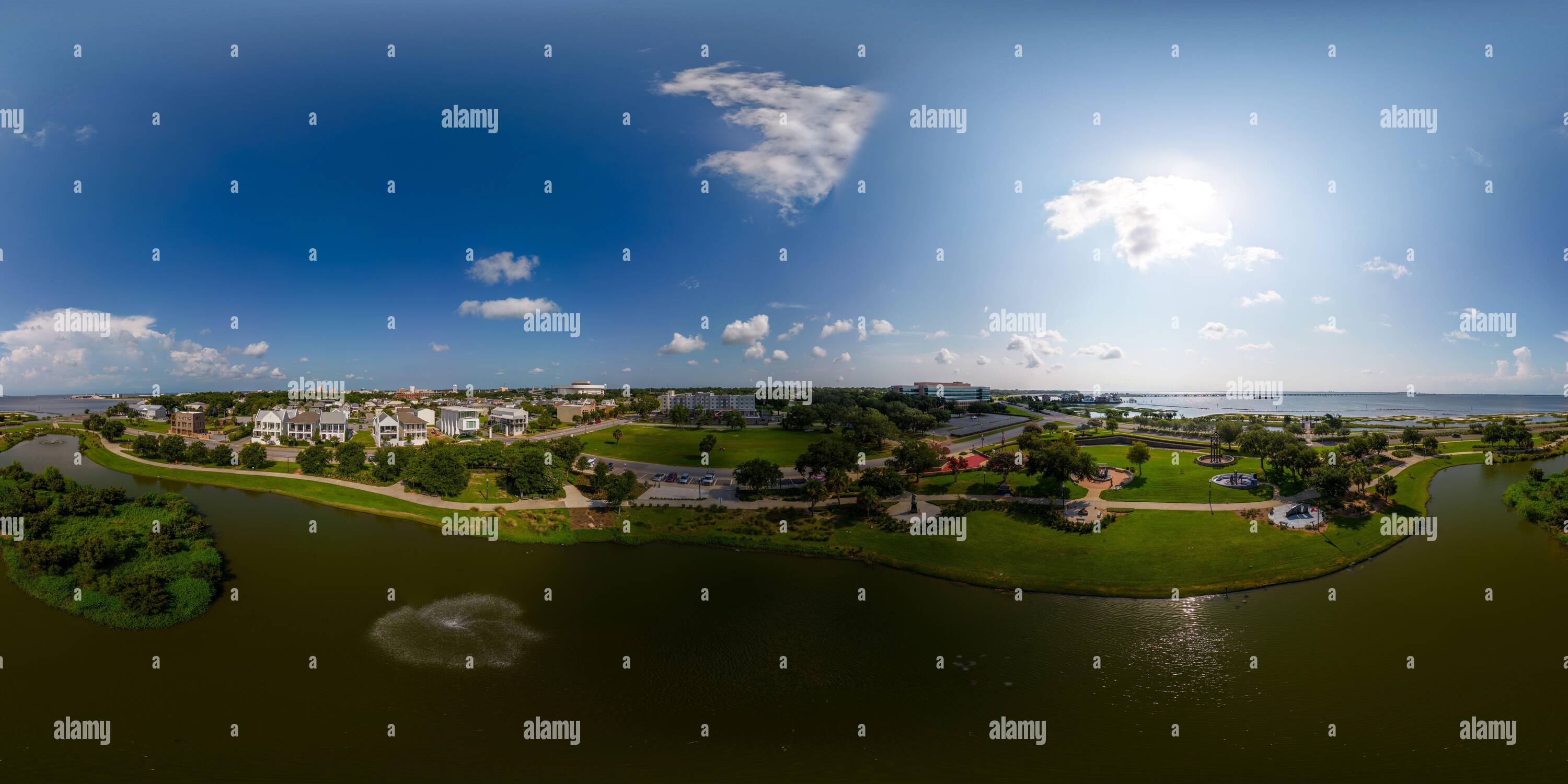 360° view of Aerial 360 vr equirectangular photo of Veterans Memorial ...