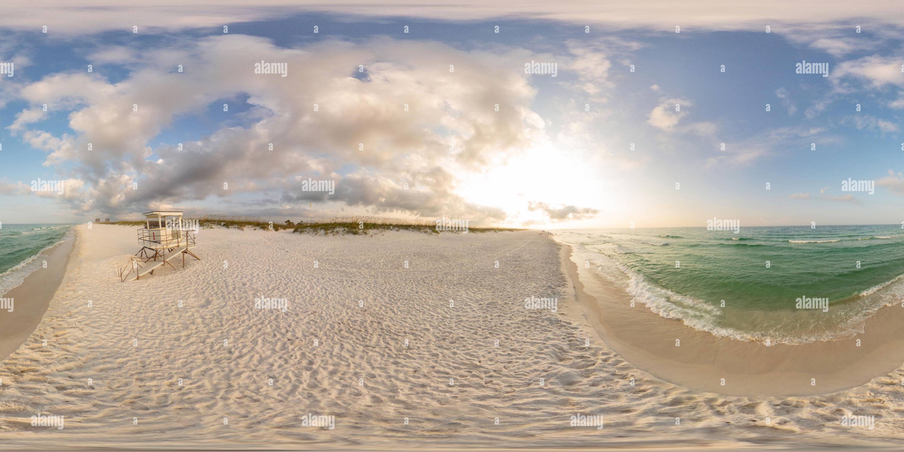360° view of 360 equirectangular photo morning on Pensacola Beach Gulf ...