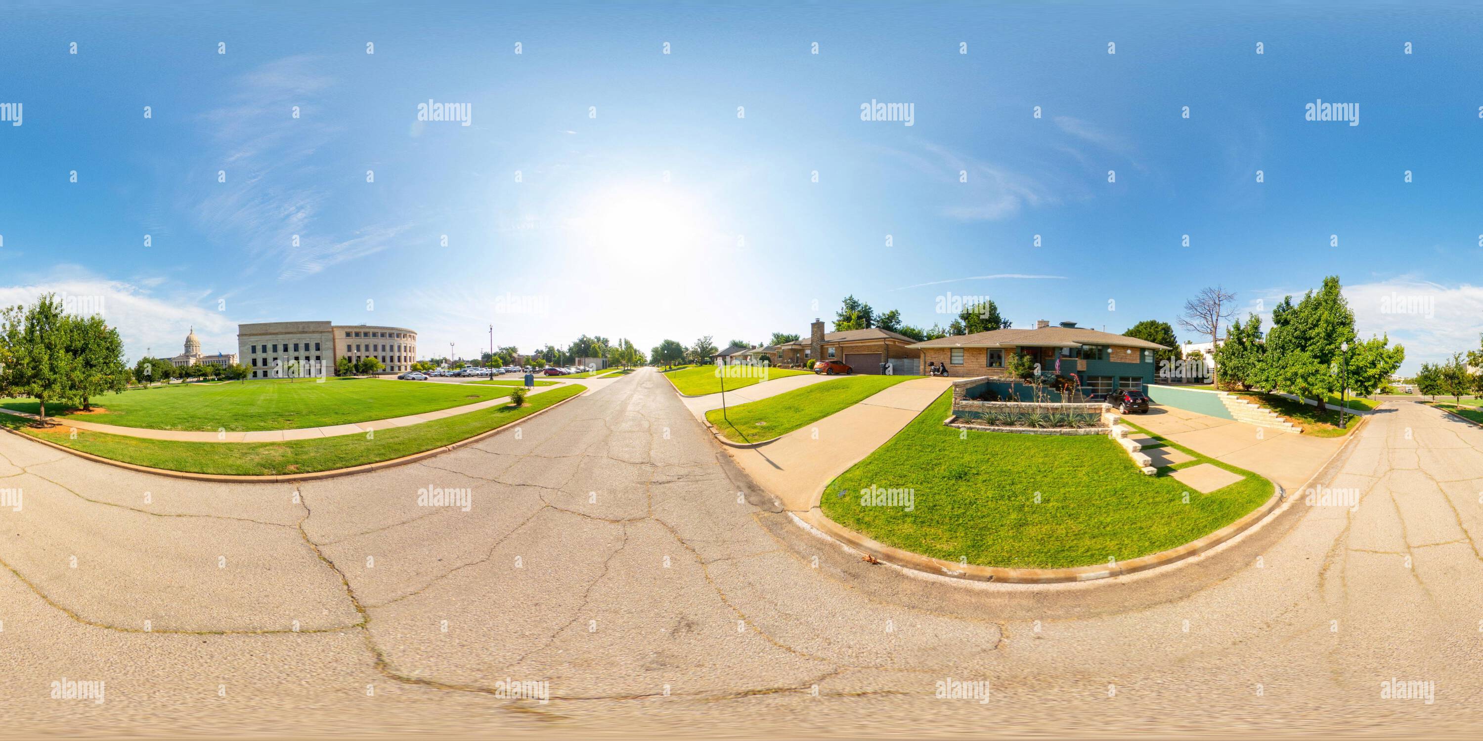 360° view of 360 equirectangular photo Typical residential homes near ...