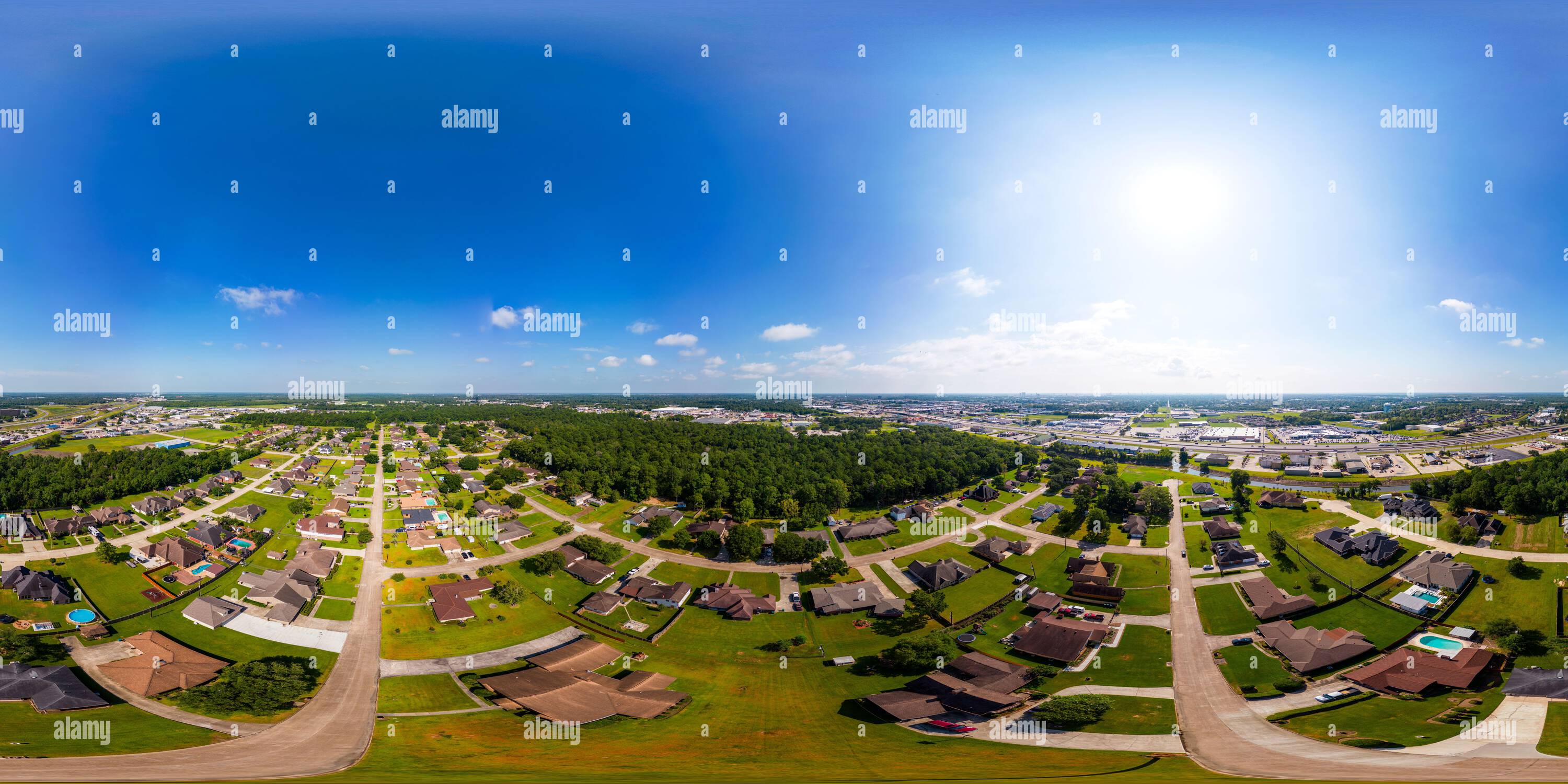 360° view of Aerial 360 drone panorama equirectangular Residential ...