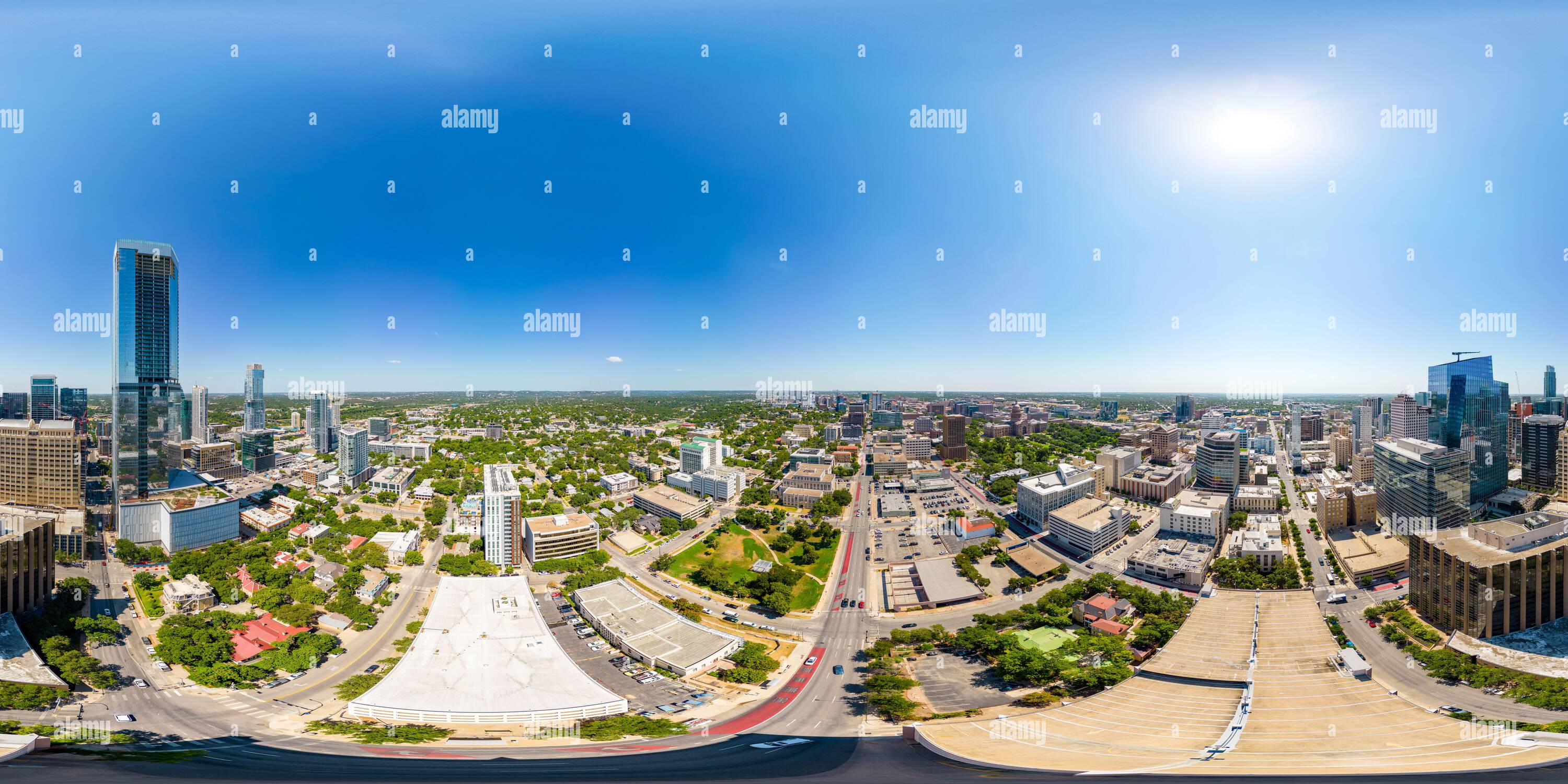 360° view of Aerial 360 equirectangular photo Downtown Austin Texas USA ...