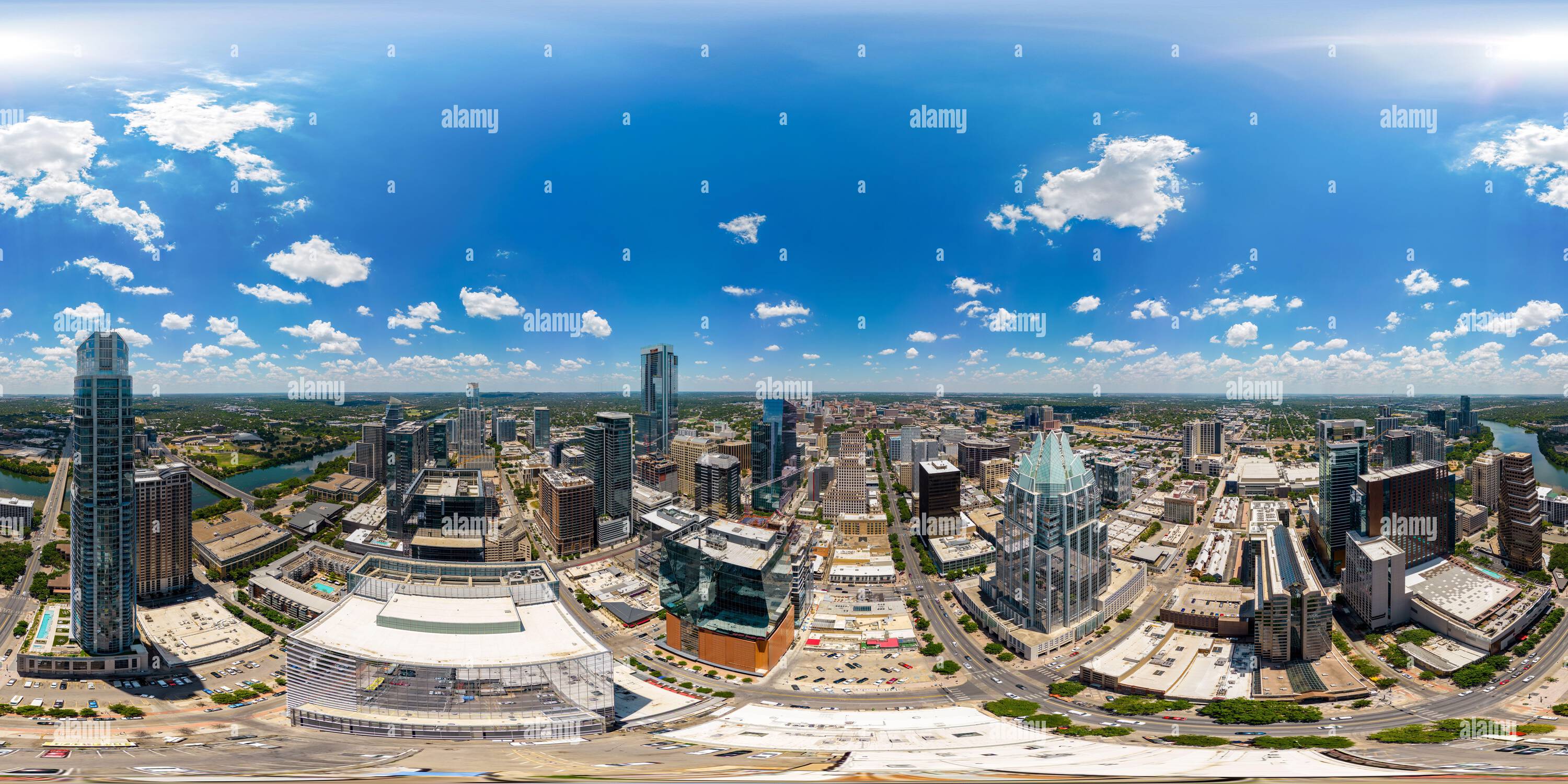 360° view of Aerial 360 photo Downtown Austin Texas USA - Alamy