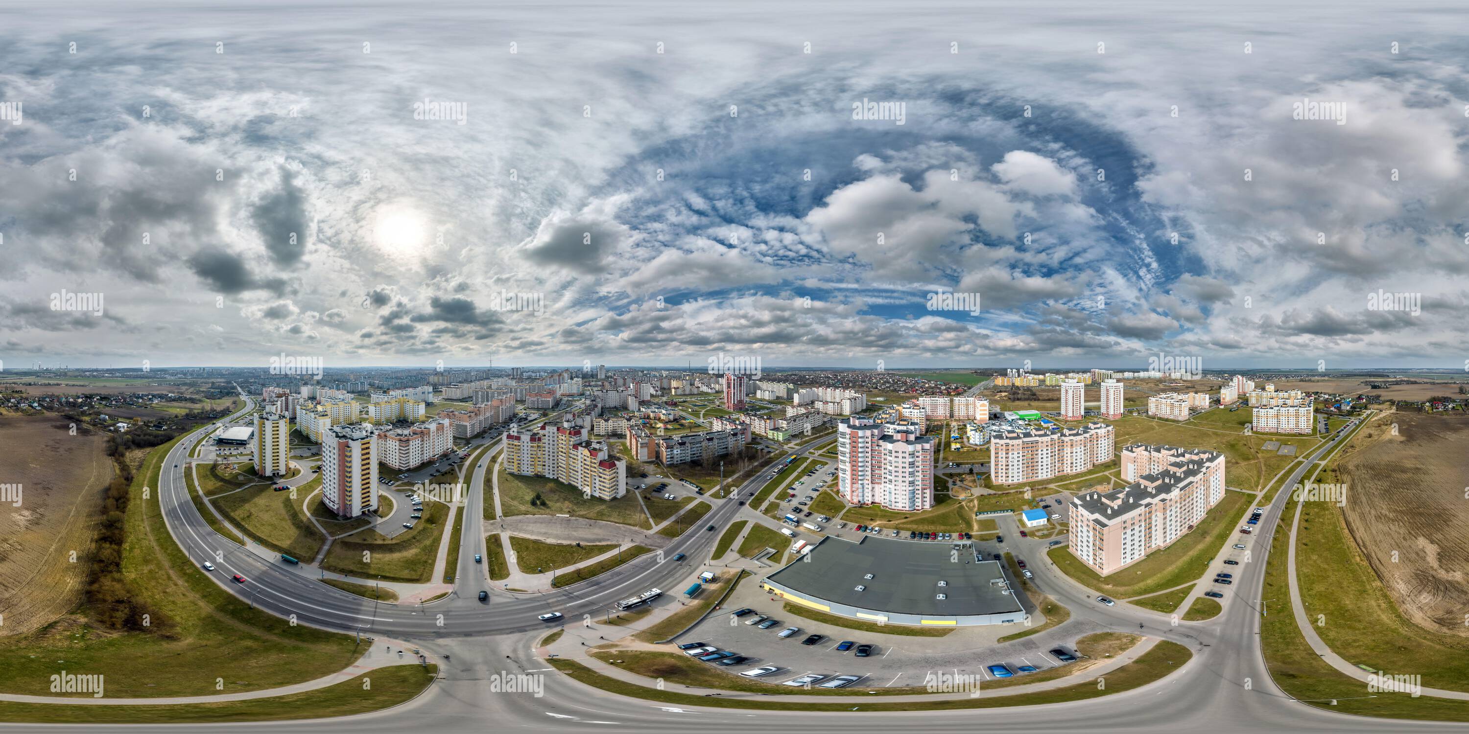 360° view of aerial seamless spherical hdri 360 panorama view above ...