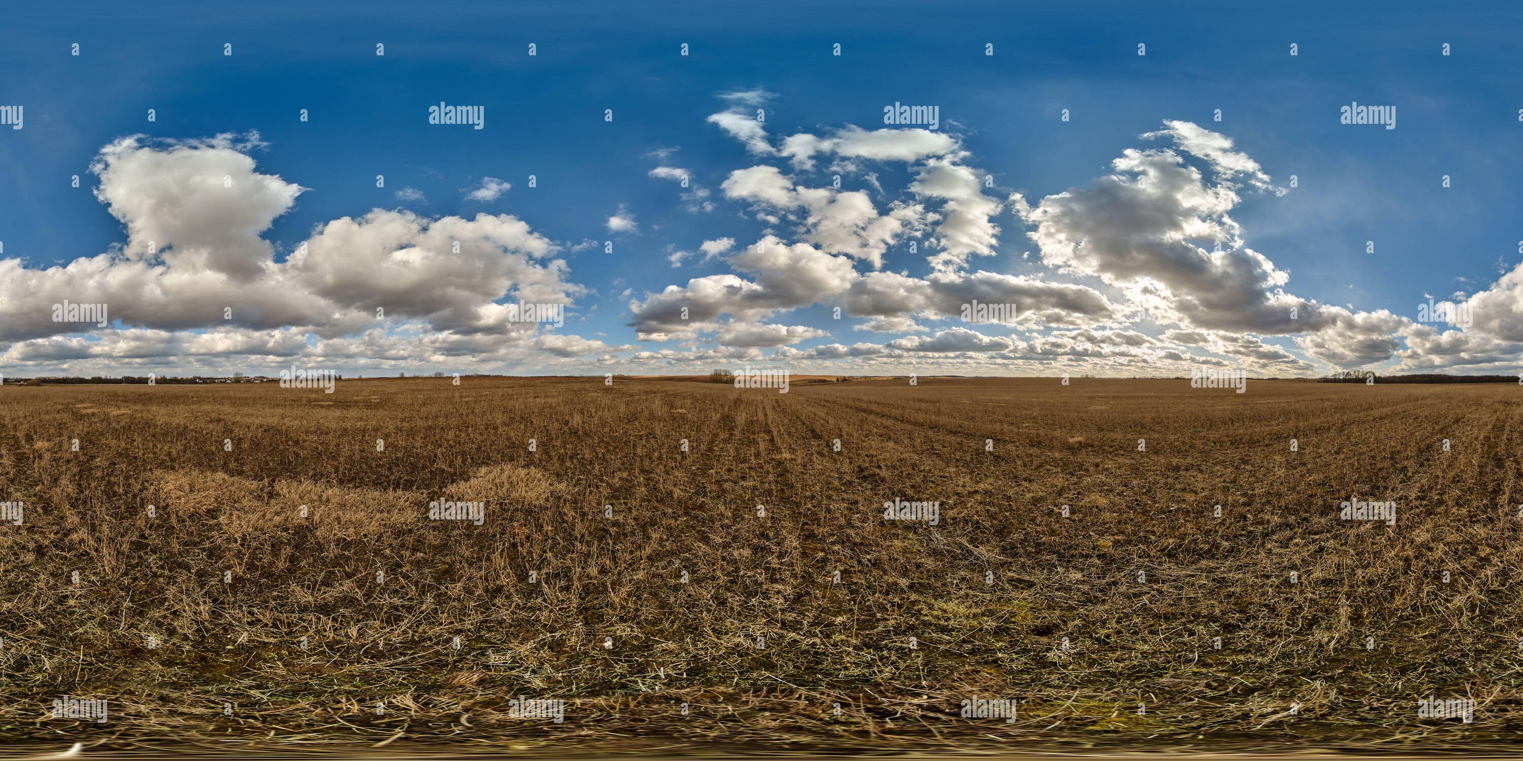 360° view of spherical 360 hdri panorama among farming field with ...