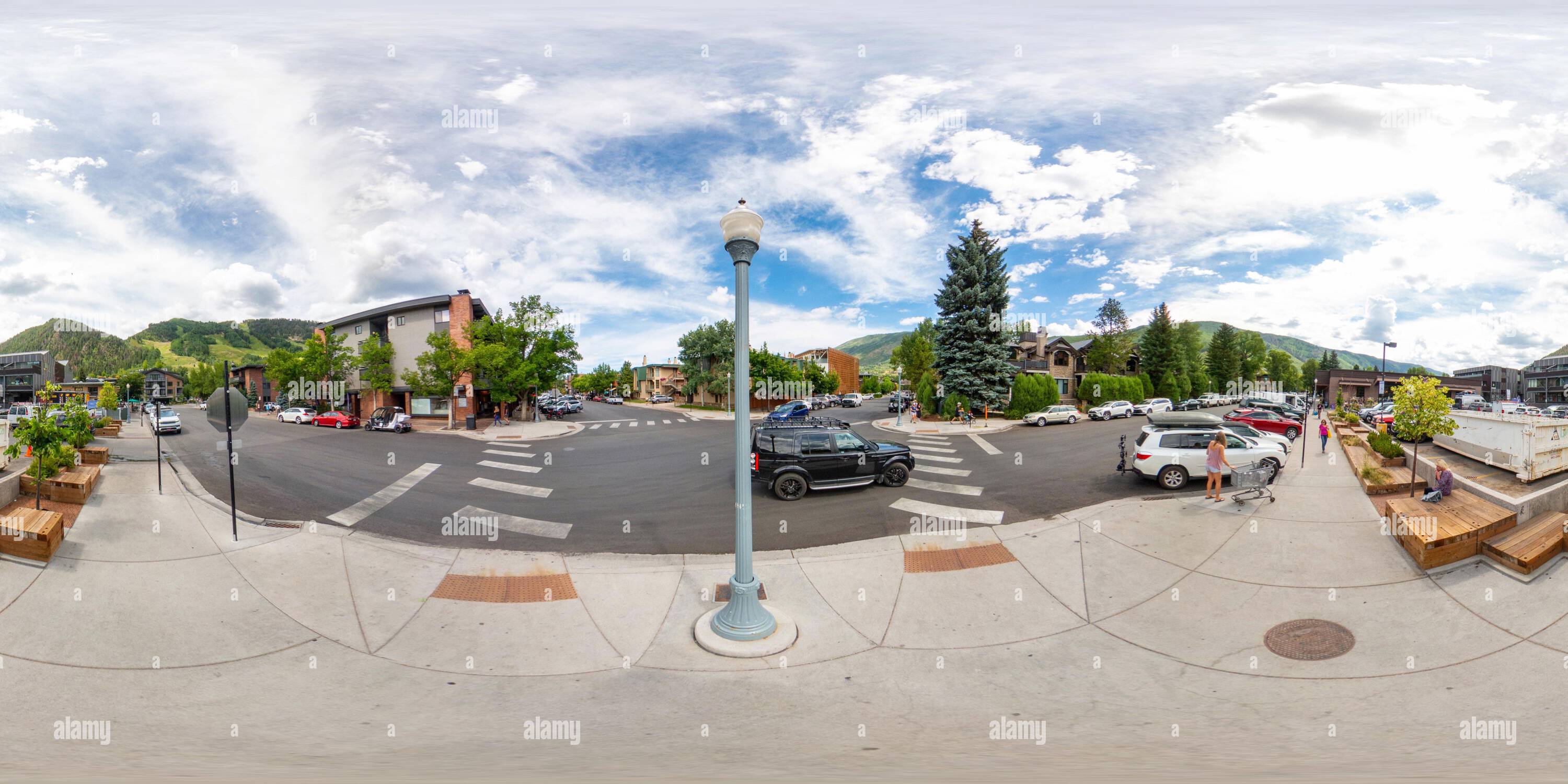 360° view of Aspen, CO, USA - July 27, 2023: 360 equirectangular ...
