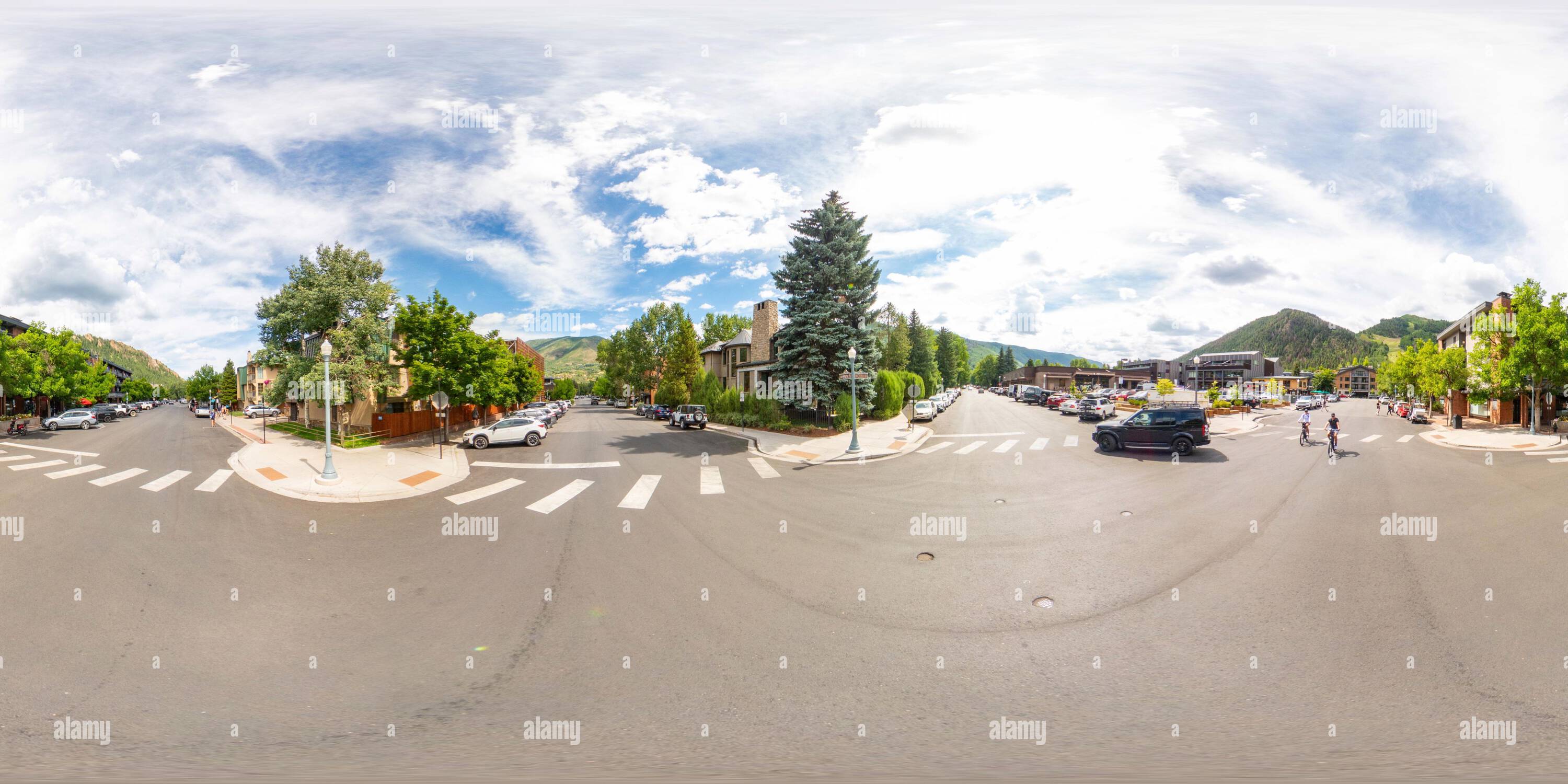 360° view of Aspen, CO, USA - July 27, 2023: 360 equirectangular ...