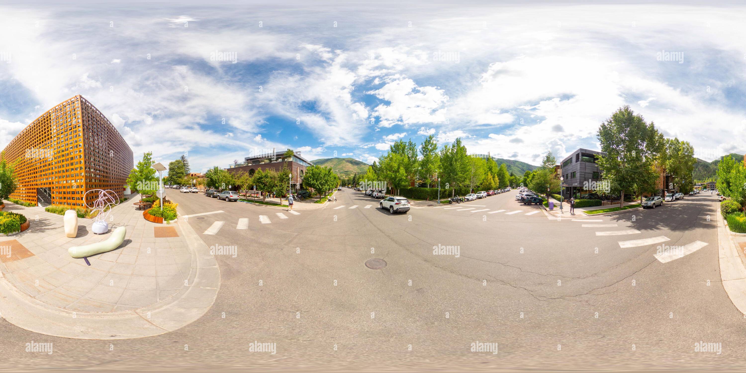 360° view of Aspen, CO, USA - July 27, 2023: 360 equirectangular ...