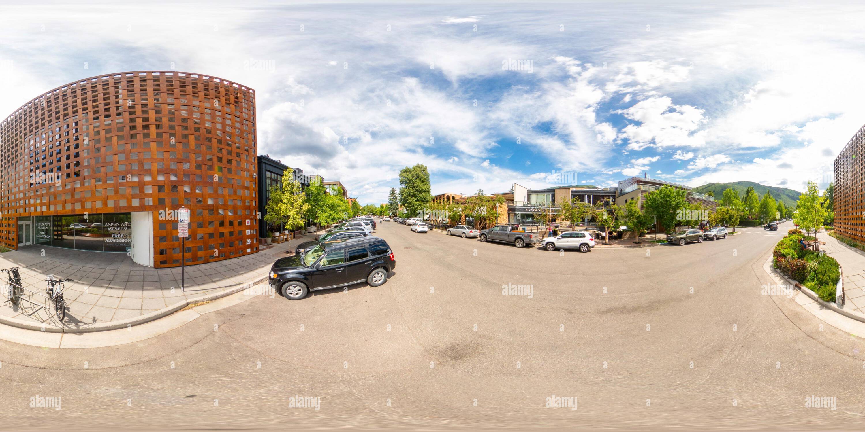 360° view of Aspen, CO, USA - July 27, 2023: 360 equirectangular ...